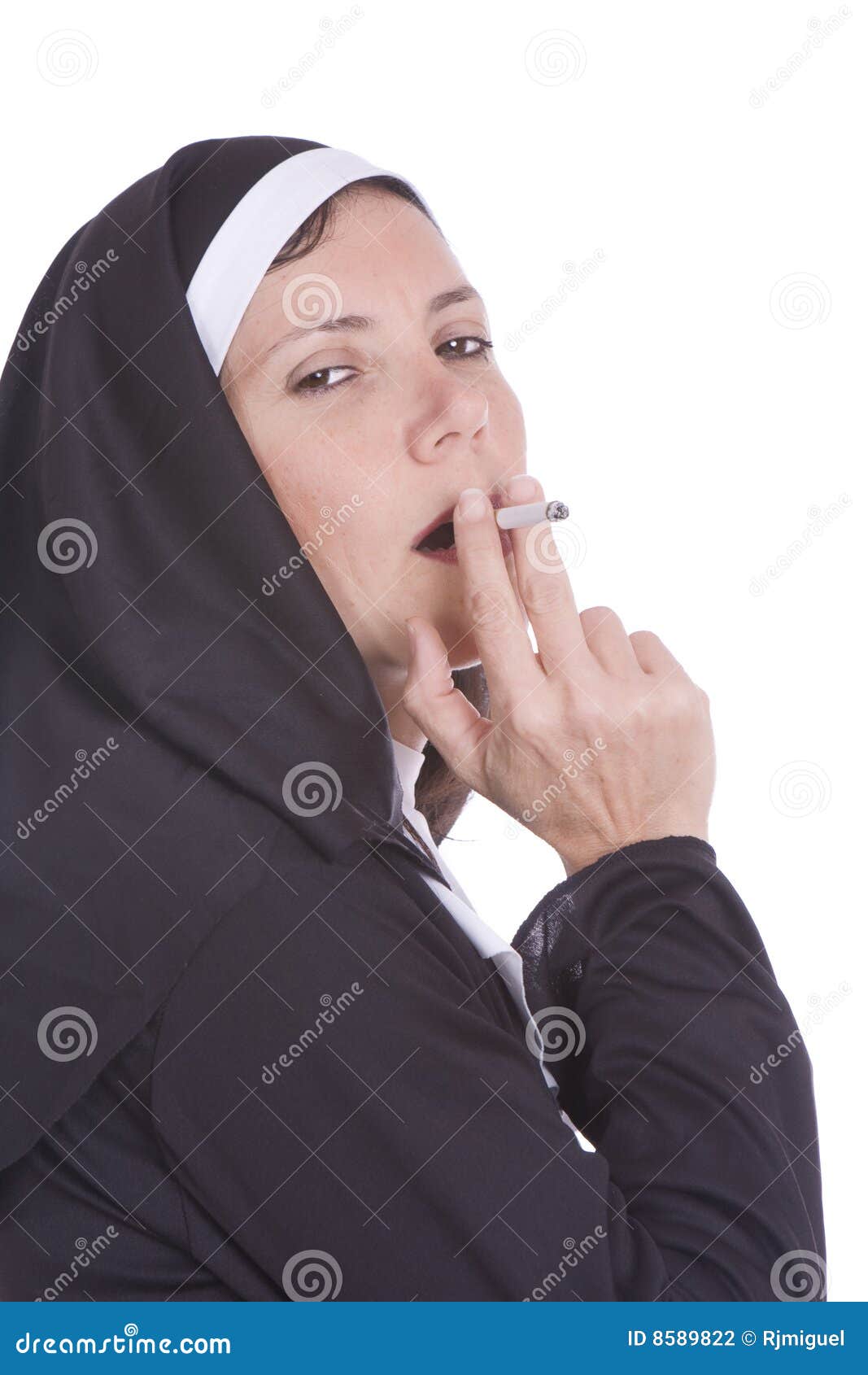 Catholic Nun Smoking a Cigarette Stock Photo - Image of devote, woman ...