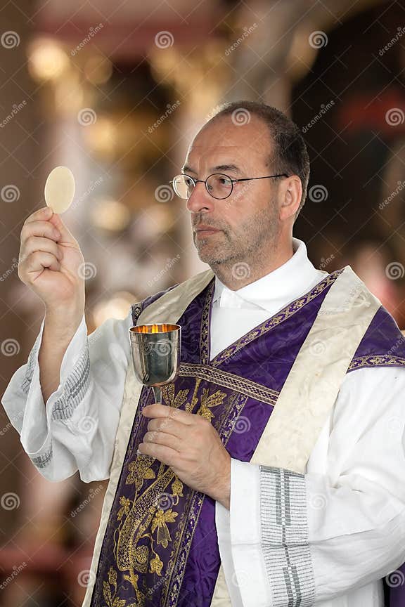 Catholic Priest during Communion in Worship Stock Image - Image of ...
