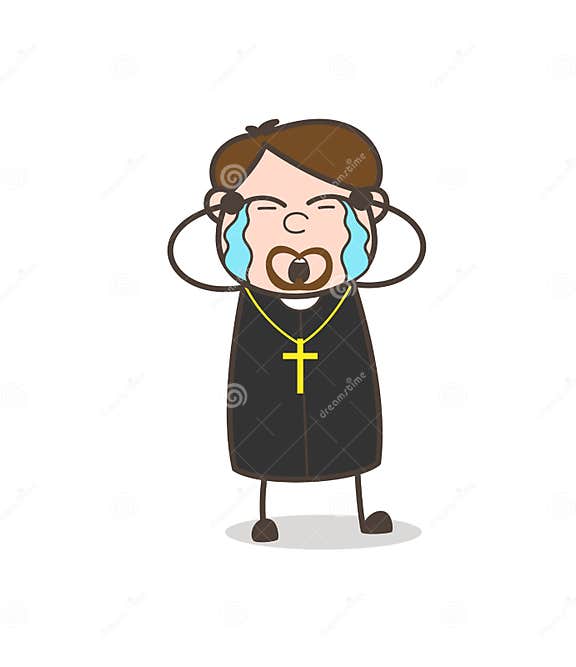 Catholic Priest Crying Face Vector Stock Illustration - Illustration of ...