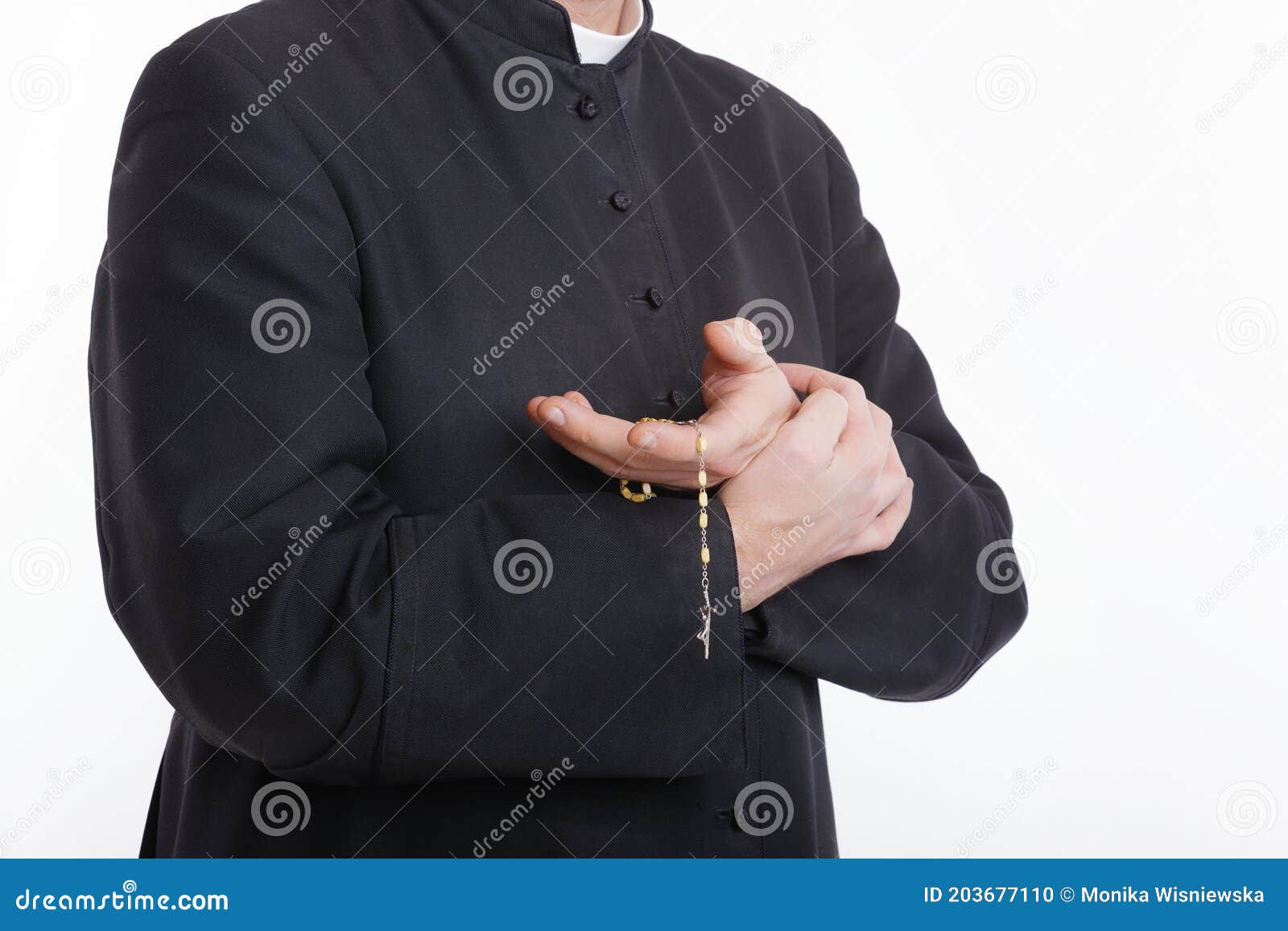 Catholic Priest Holds Rosary Stock Photo - Image of christian ...