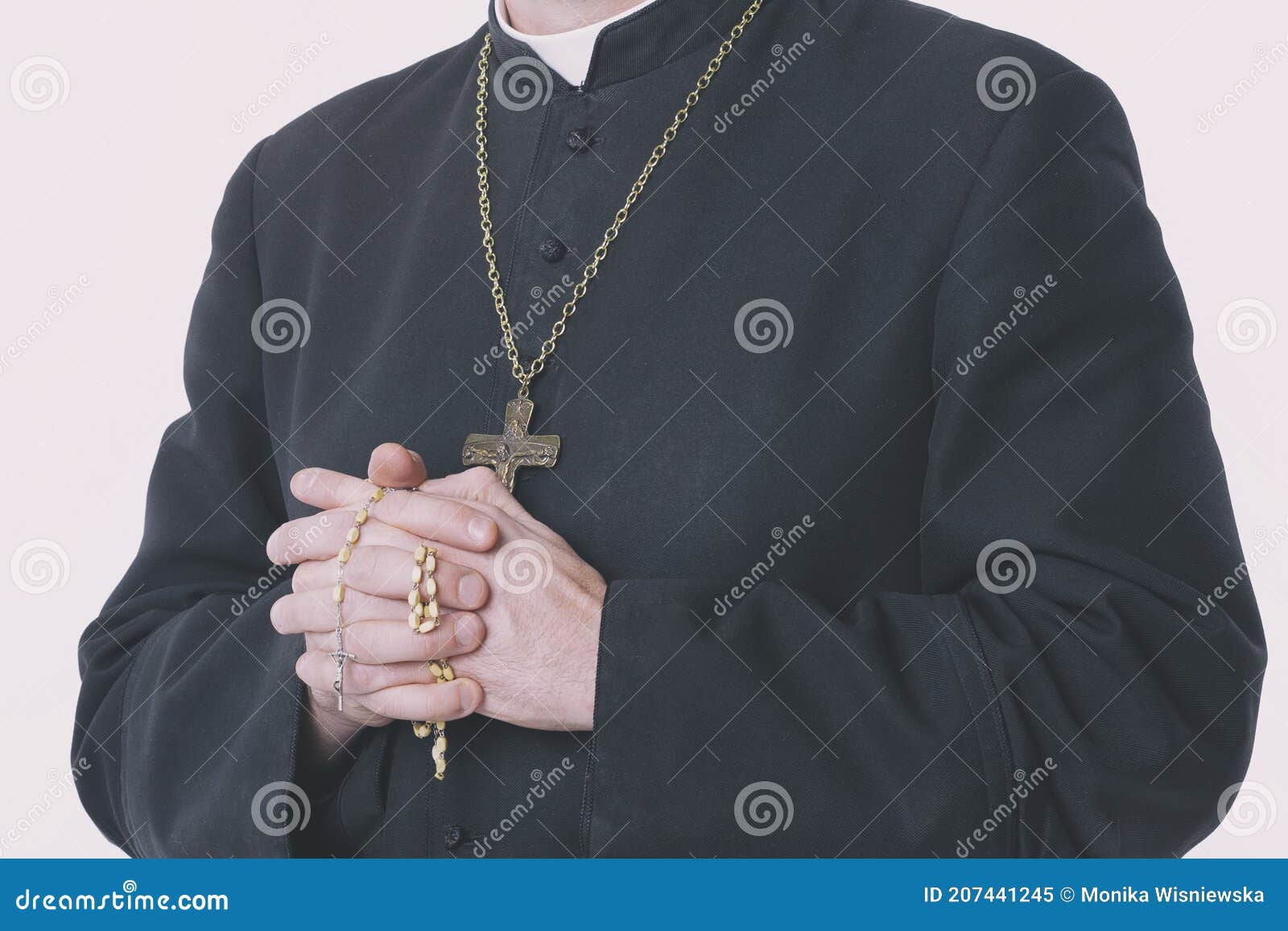 Catholic Priest Holds Rosary Stock Image - Image of holding, holy ...