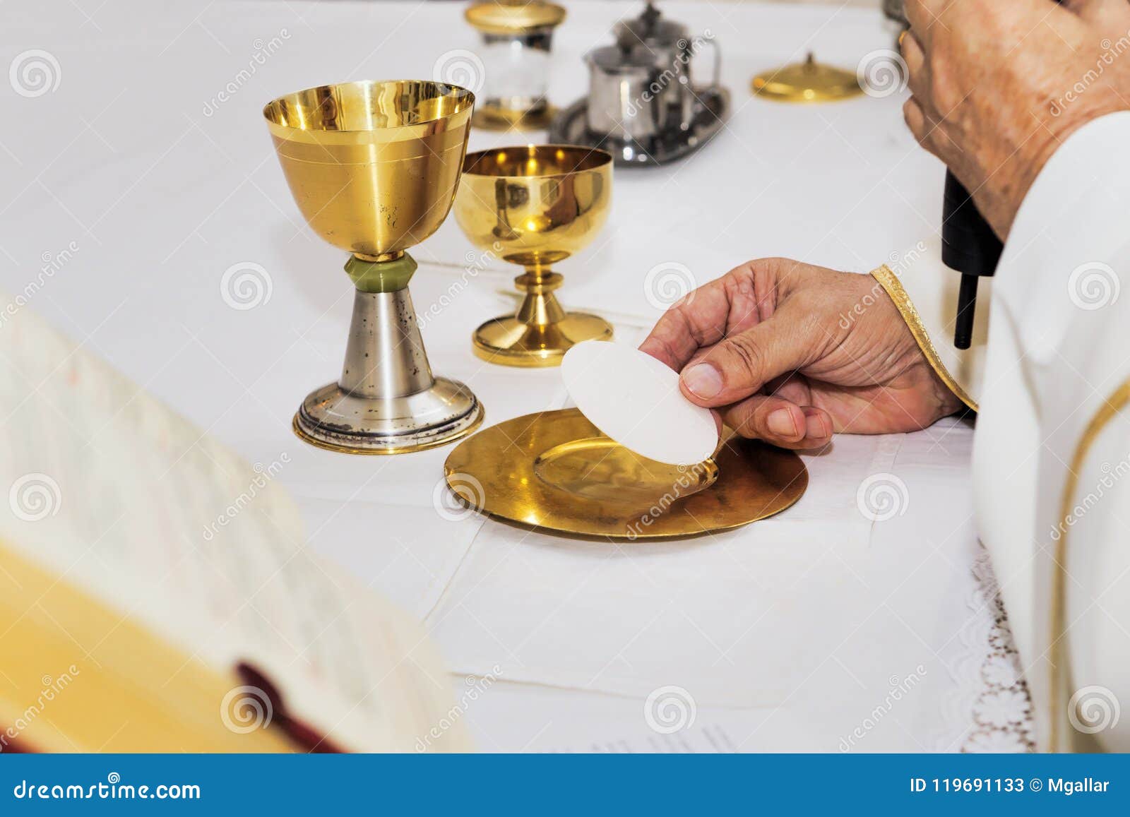 Catholic Religious Ceremony of Eucharist Stock Image - Image of host ...