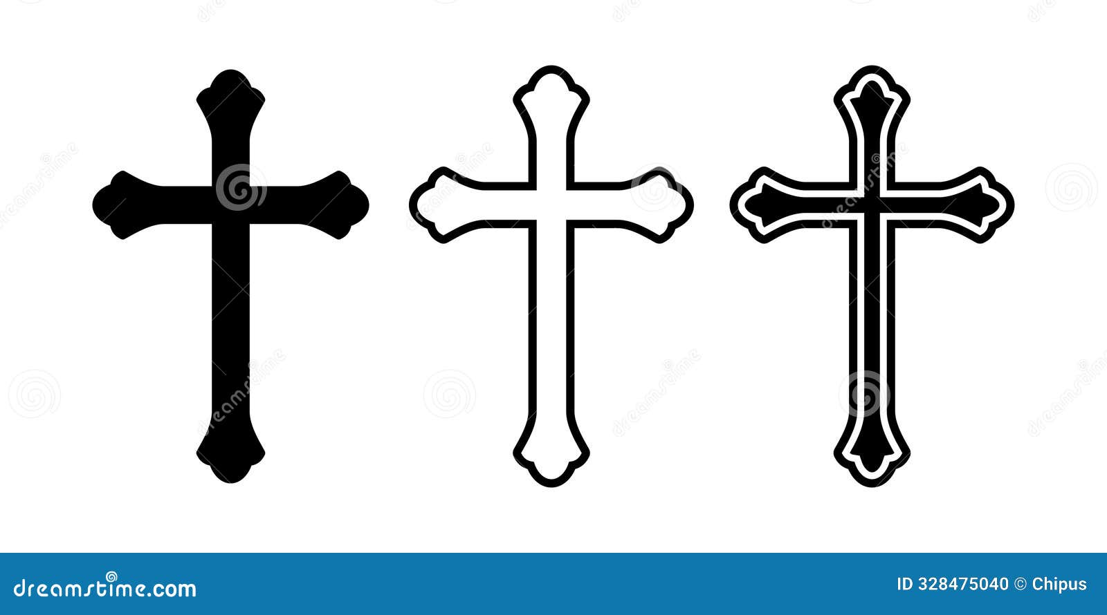 Catholic Religious Symbol. Outline Cross Symbol. Stock Illustration ...