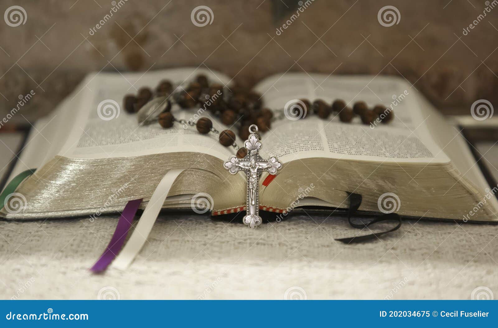 Catholic Rosary on Open Bible. Stock Image - Image of christianity ...