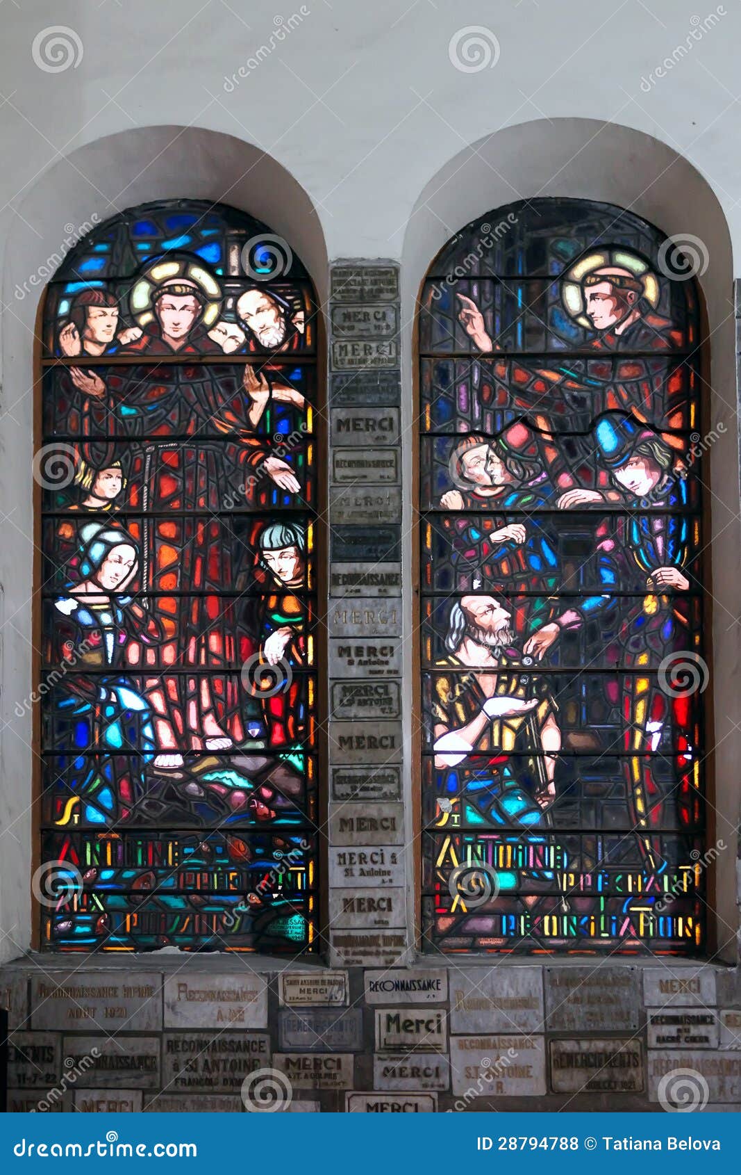 Catholic Stained Glass Window. Church. Stock Photo - Image of frame ...