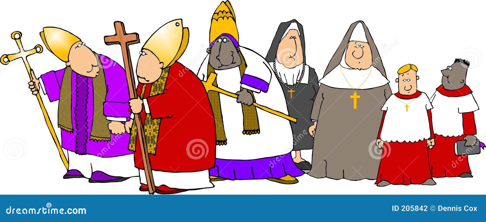 Three Priests In Medieval Time Vector Illustration | CartoonDealer.com ...
