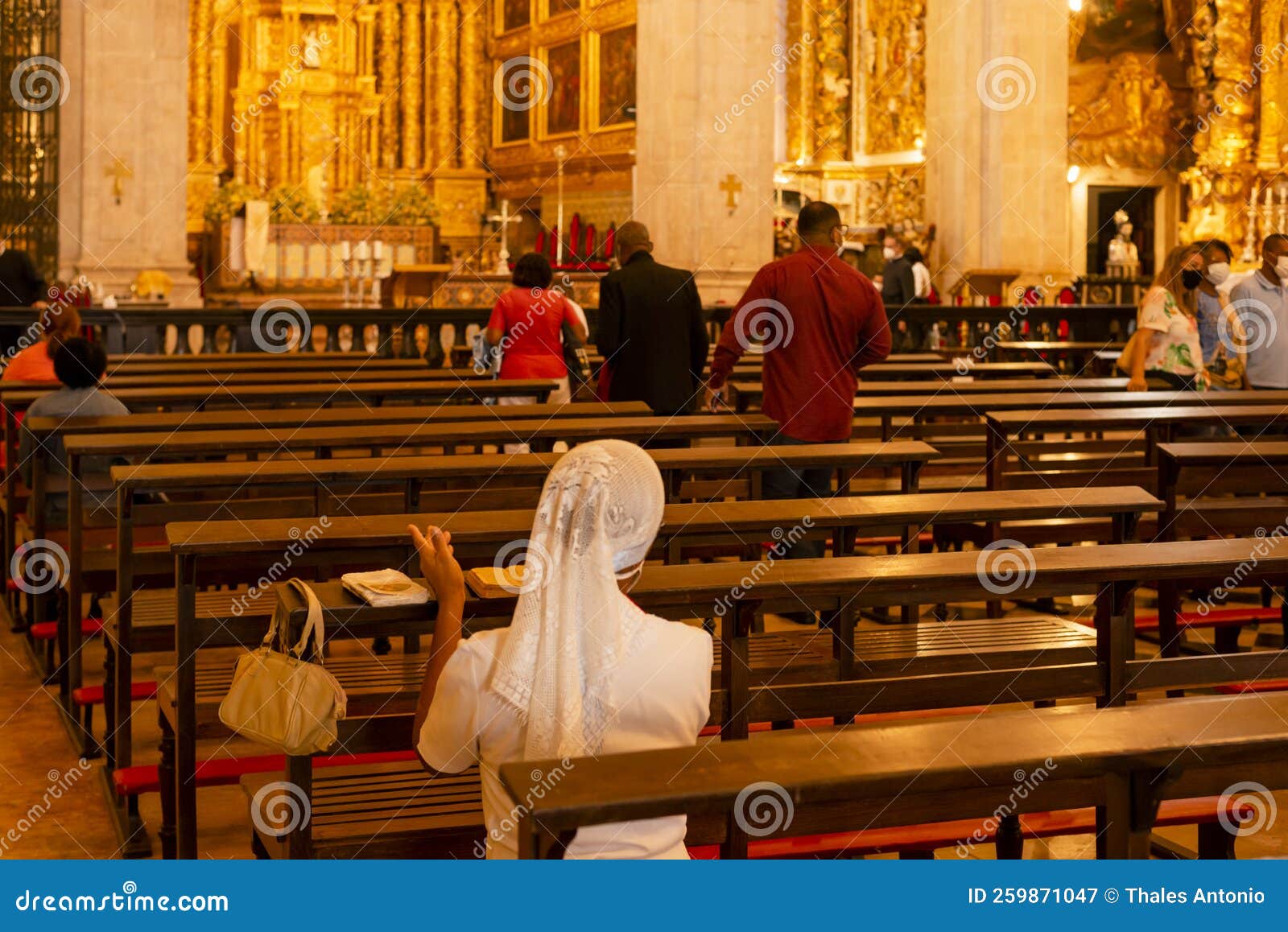 Catholics and Priests Praying Inside the Basilica Cathedral Editorial ...