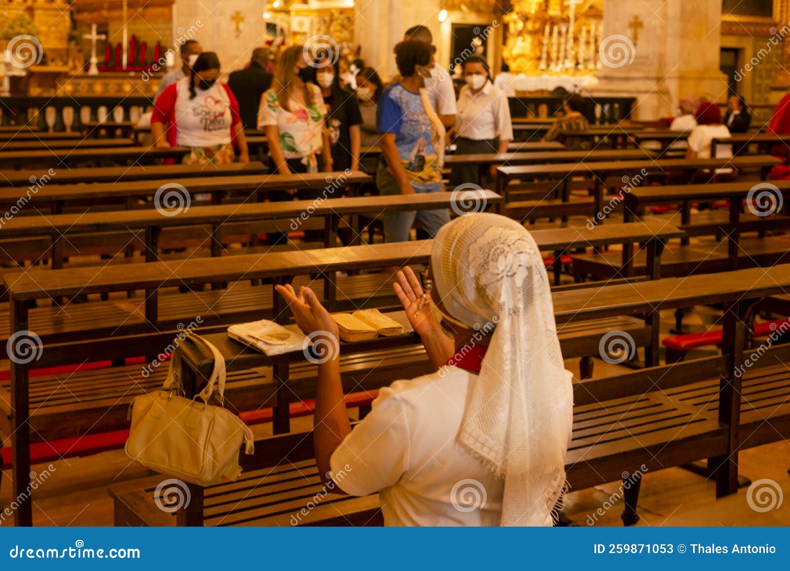 Catholics And Priests Praying Inside The Basilica Cathedral Editorial ...