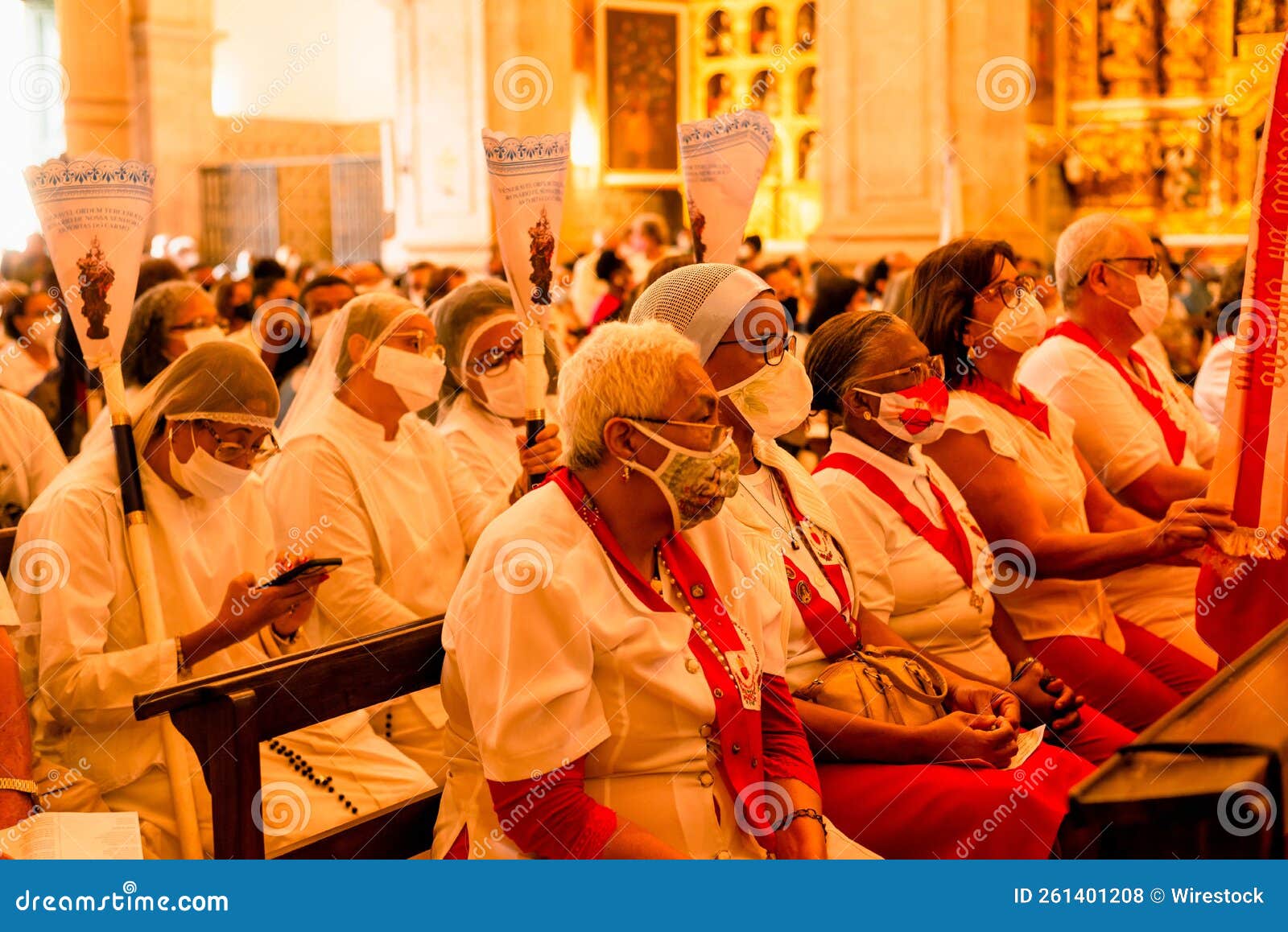 Catholics and Priests Praying Inside the Basilica Cathedral Editorial ...