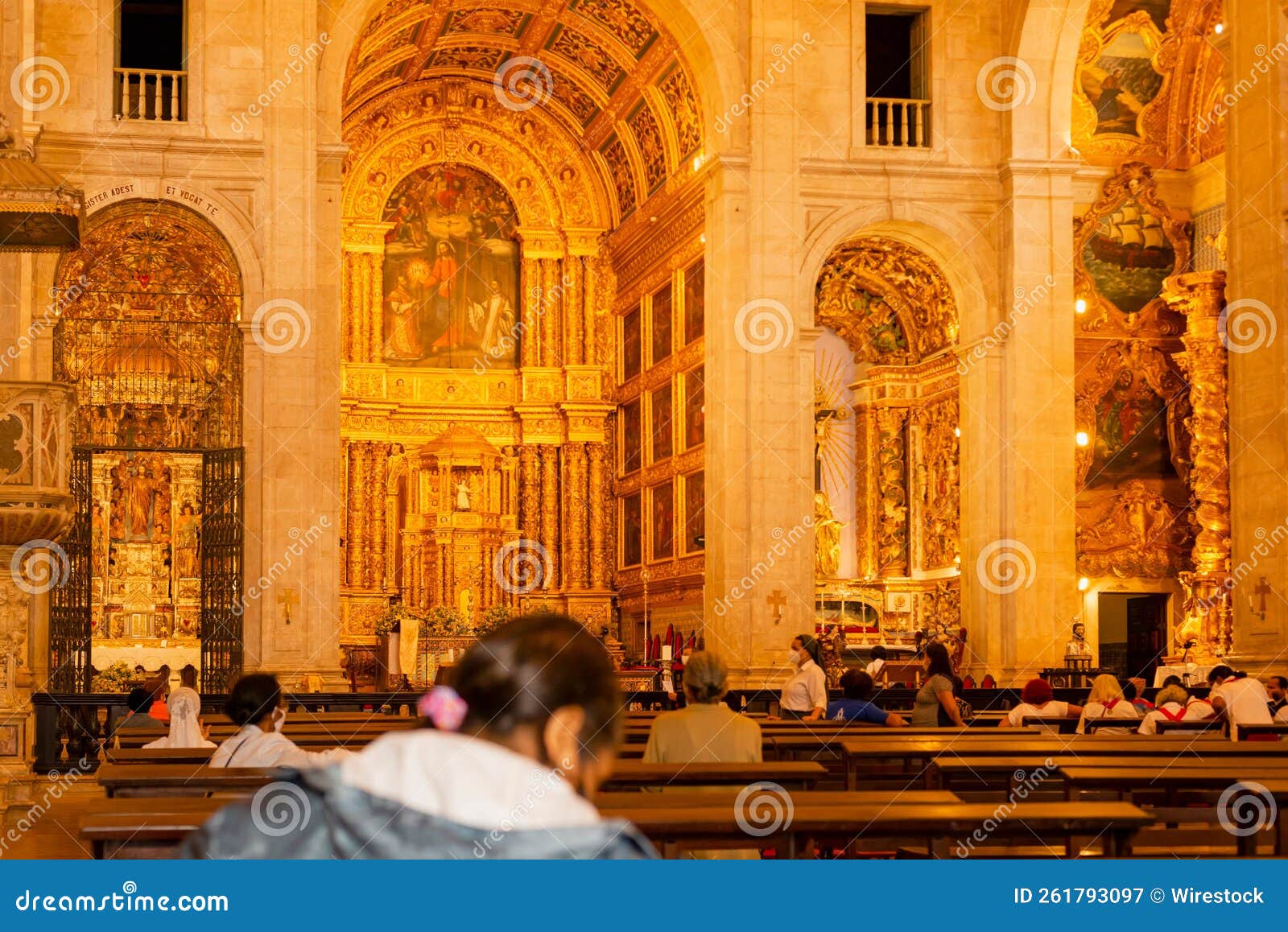 Catholics and Priests Praying Inside the Basilica Cathedral Editorial ...
