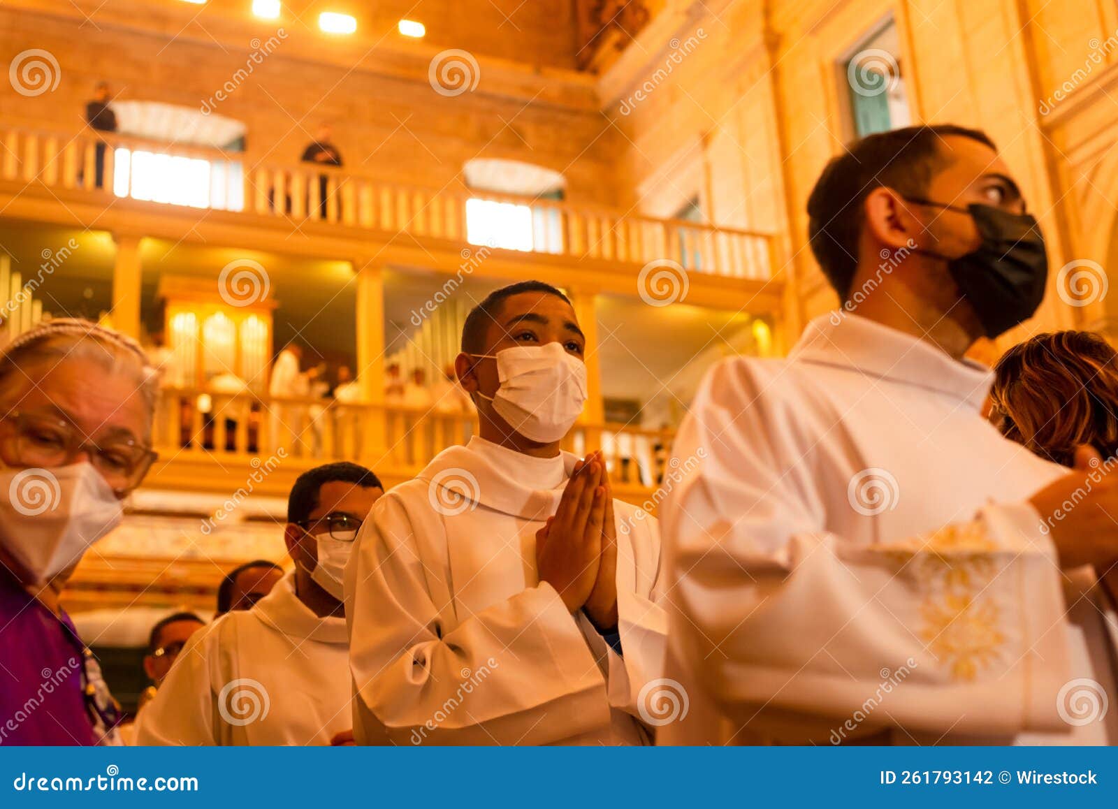 Catholics and Priests Praying Inside the Basilica Cathedral Editorial ...