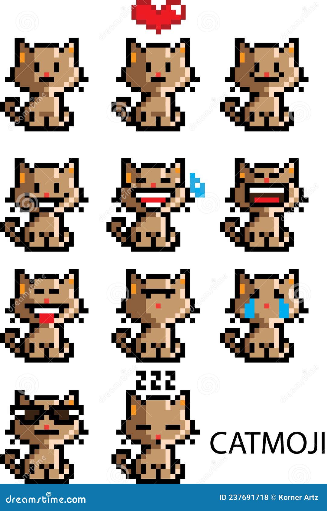 Catmoji stock photo. Illustration of pixelart, cute - 237691718