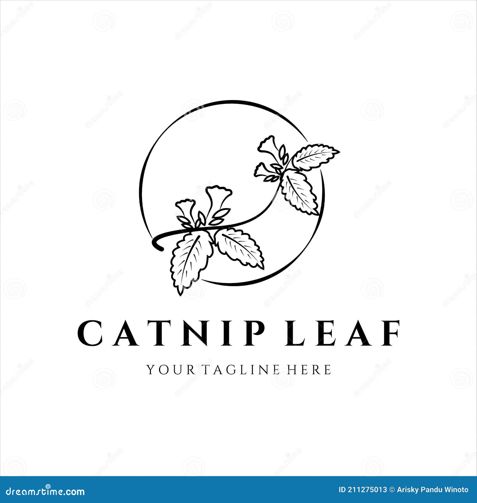 Catnip Leaf Line Art Minimalist Vector Logo Illustration Design Stock ...