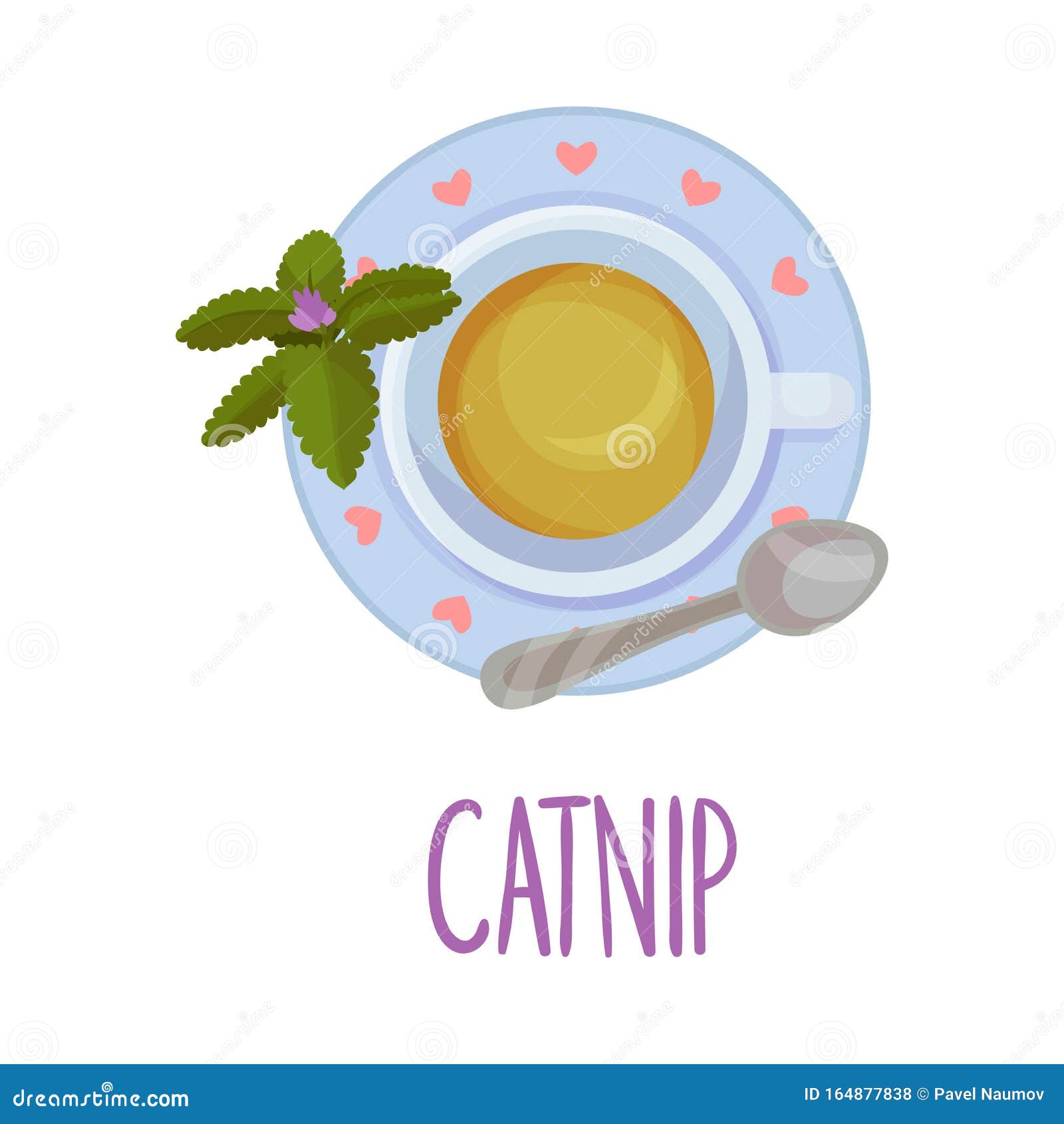 Catnip Tea Served on Saucer Vector Illustration Stock Vector ...