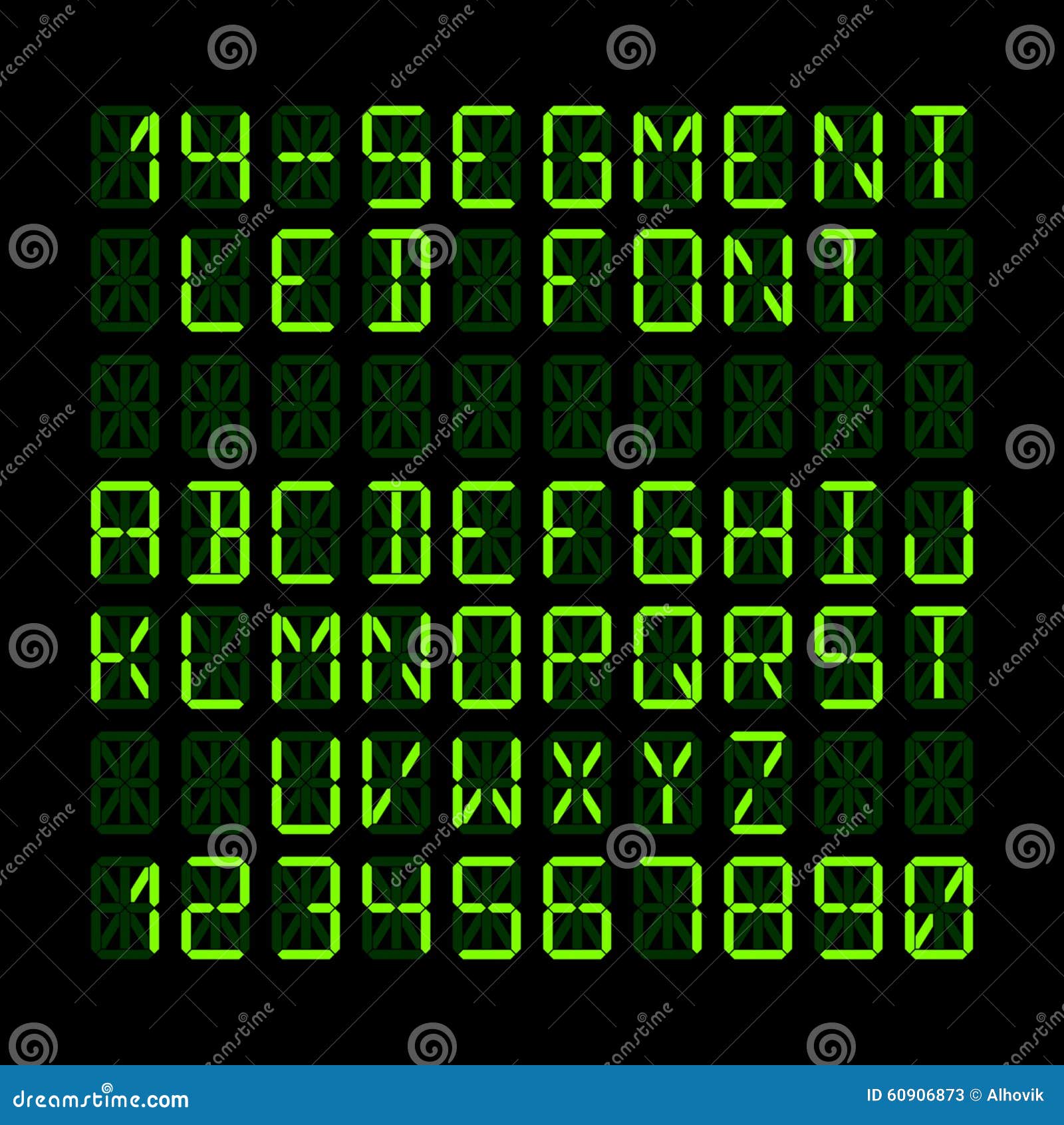 Catorce Fuentes De La Exhibición De LED Segmento Ilustración del Vector ...