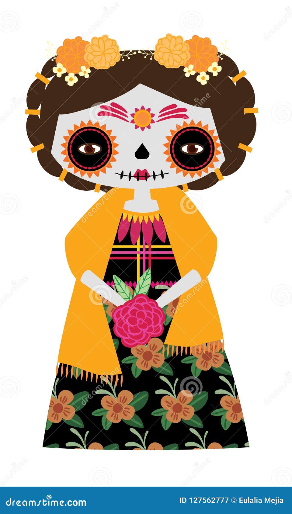 Catrina Doll amarilla ilustración del vector. Ilustración de ...