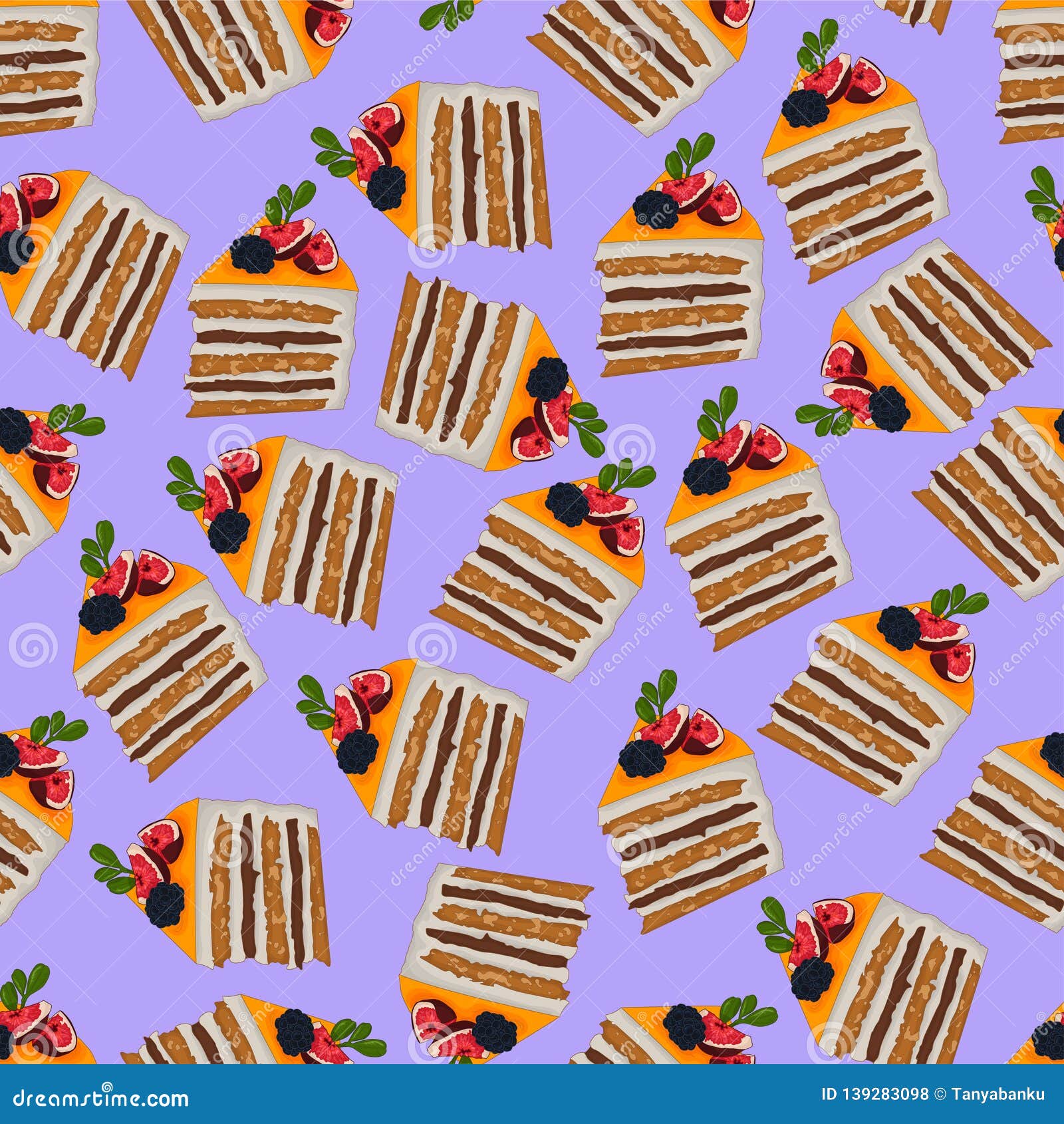Cake Slices Seamless Pattern Vector Illustration Stock Vector ...
