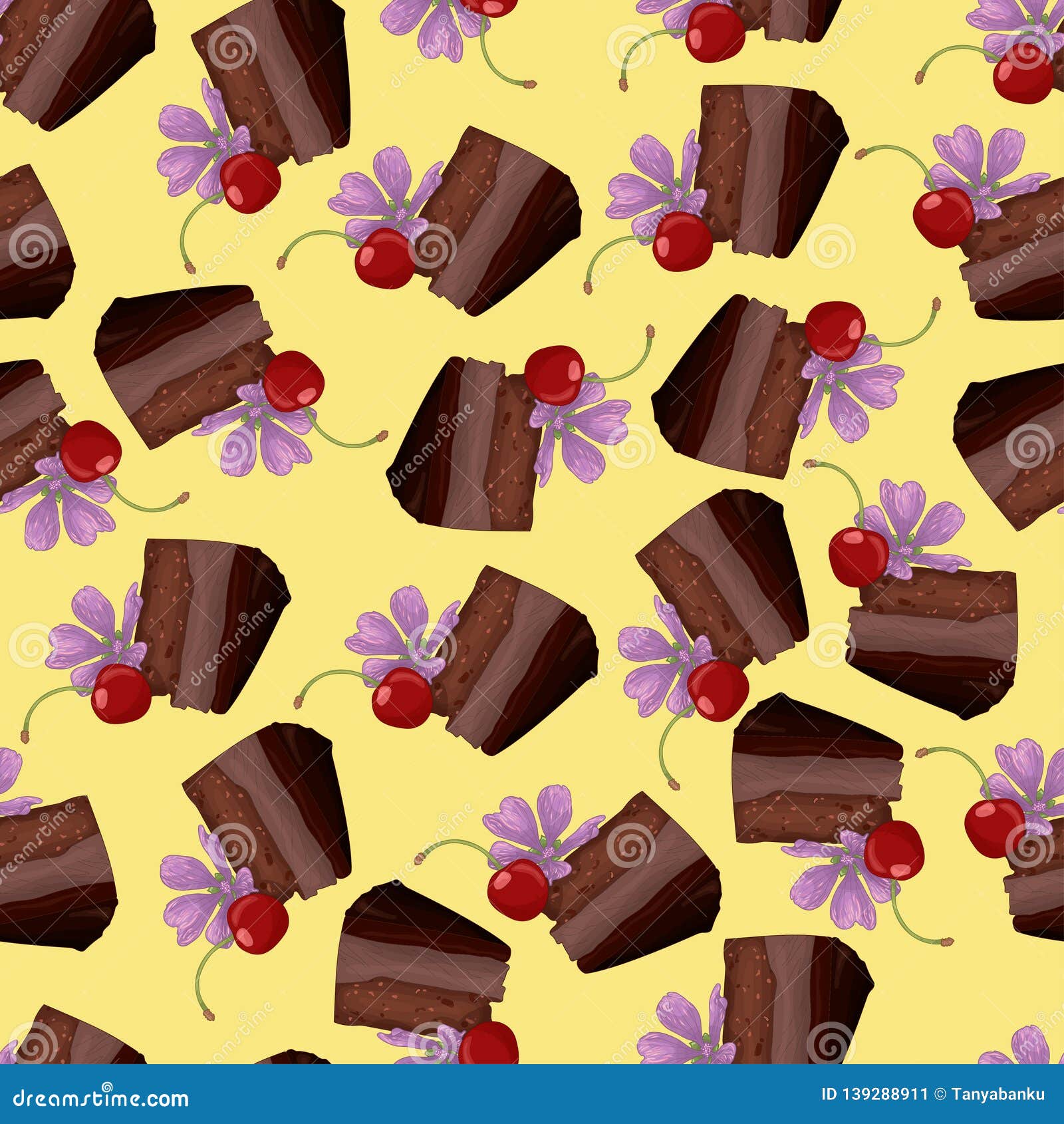 Cake Slices Seamless Pattern Vector Illustration Stock Vector ...