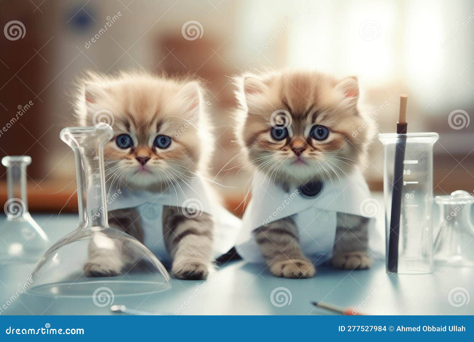 Cats As Scientists in Laboratory. Generative AI Stock Illustration ...