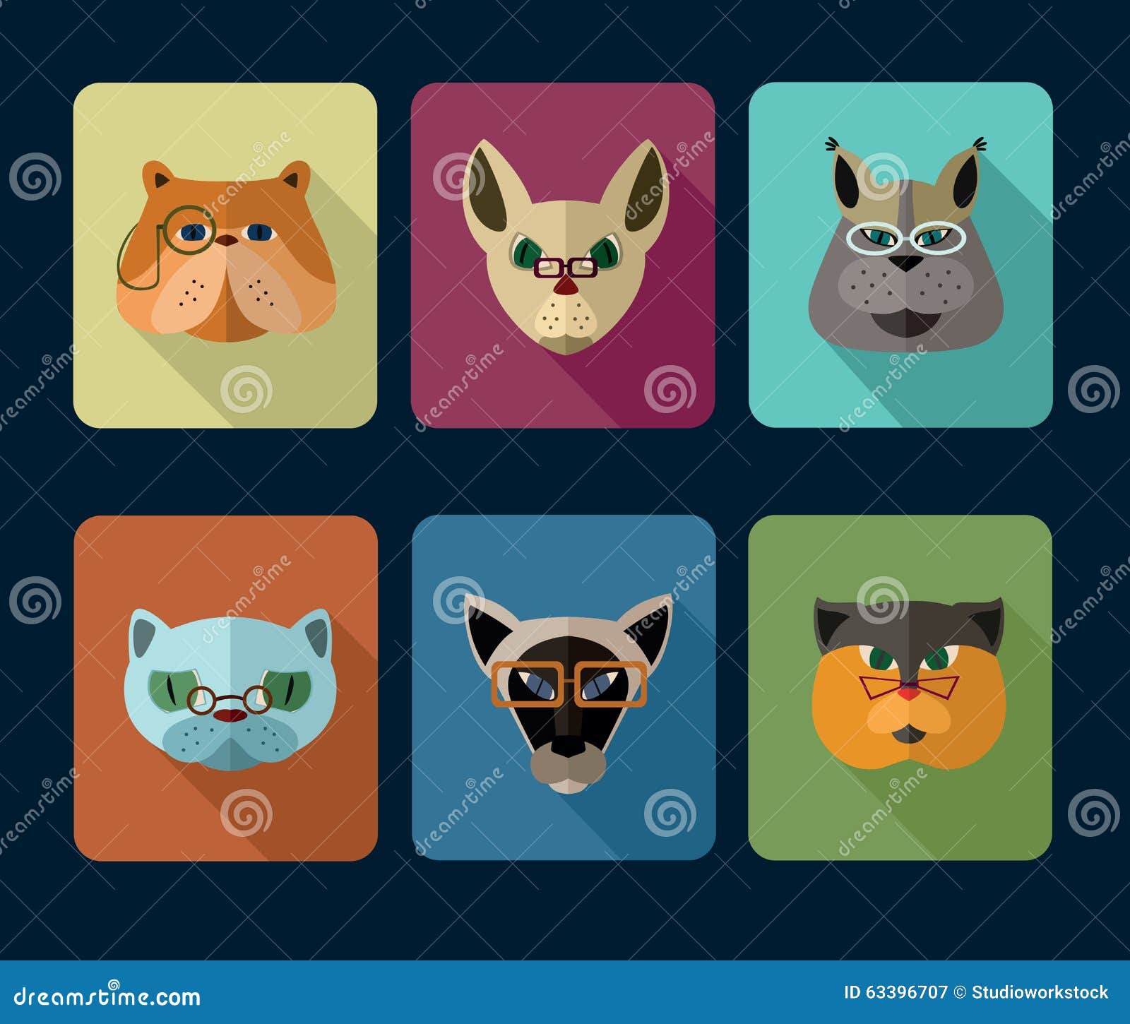 Cats avatar icon set stock illustration. Illustration of abstract ...