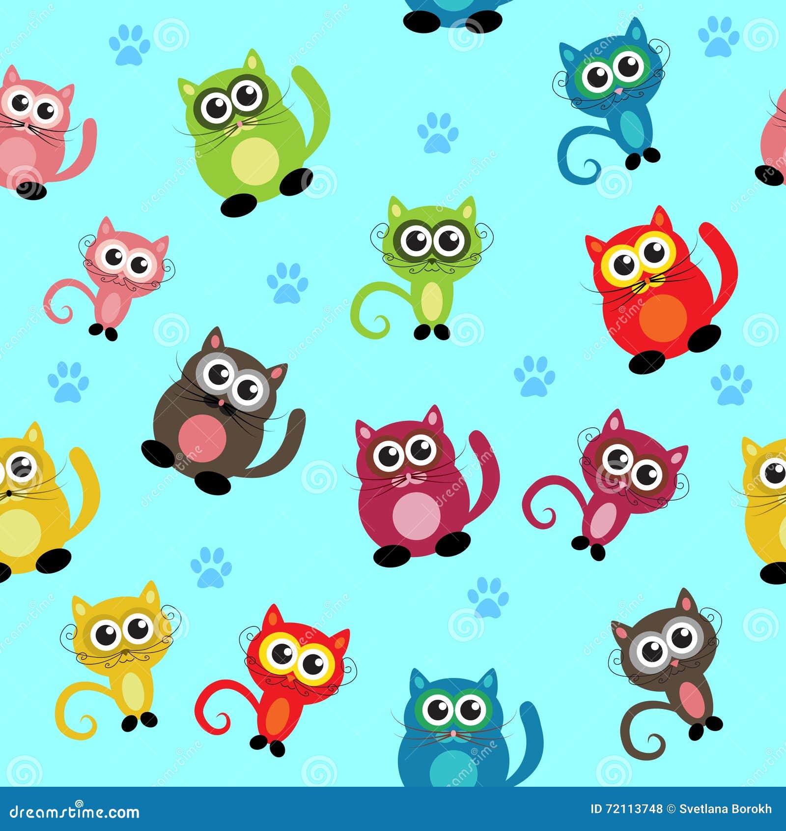 Cats baby seamless texture stock vector. Illustration of funny - 72113748