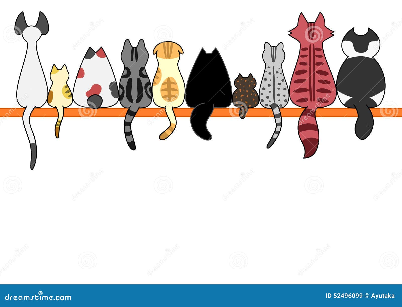 Cats Back in a Row with Copy Space Stock Vector - Illustration of ...