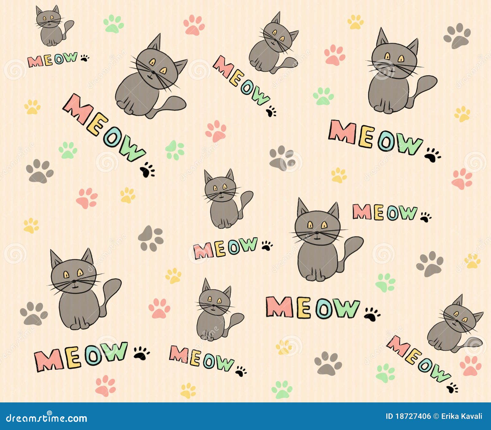 Cats Background Vector Colors Illustration. Cute Cartoon Cats Vector ...