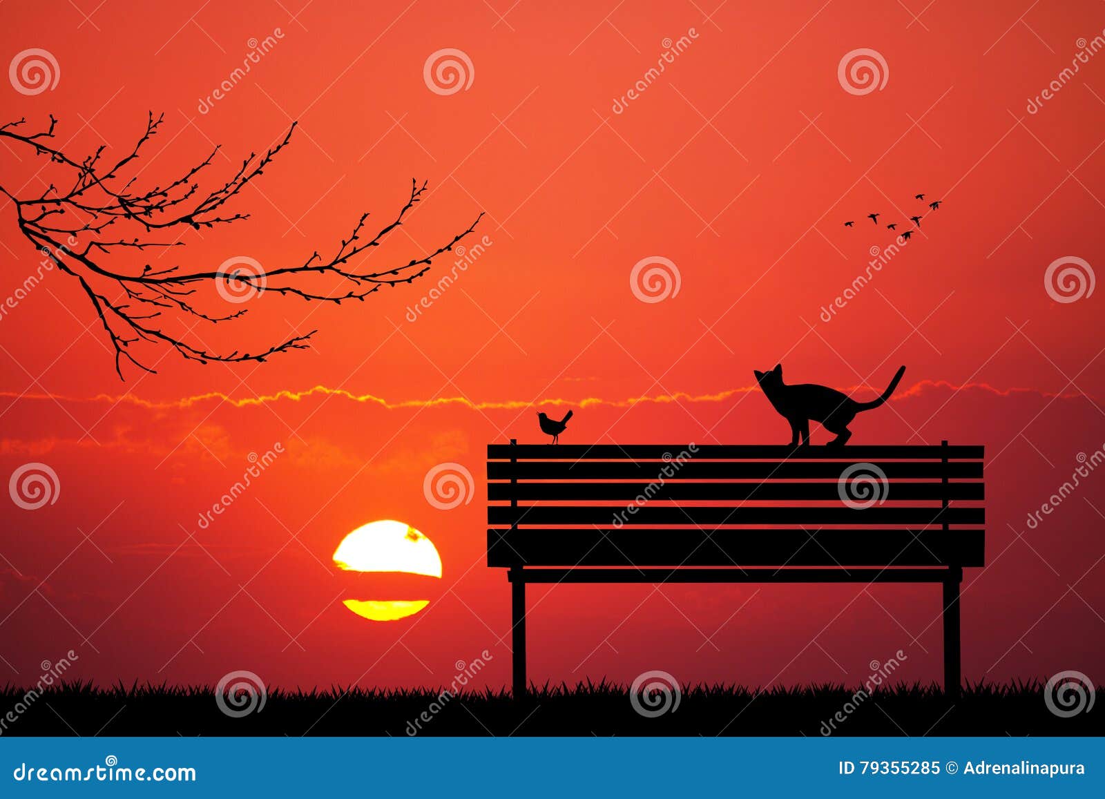 Cats On A Bench. Cartoon Vector Illustration | CartoonDealer.com #29342204