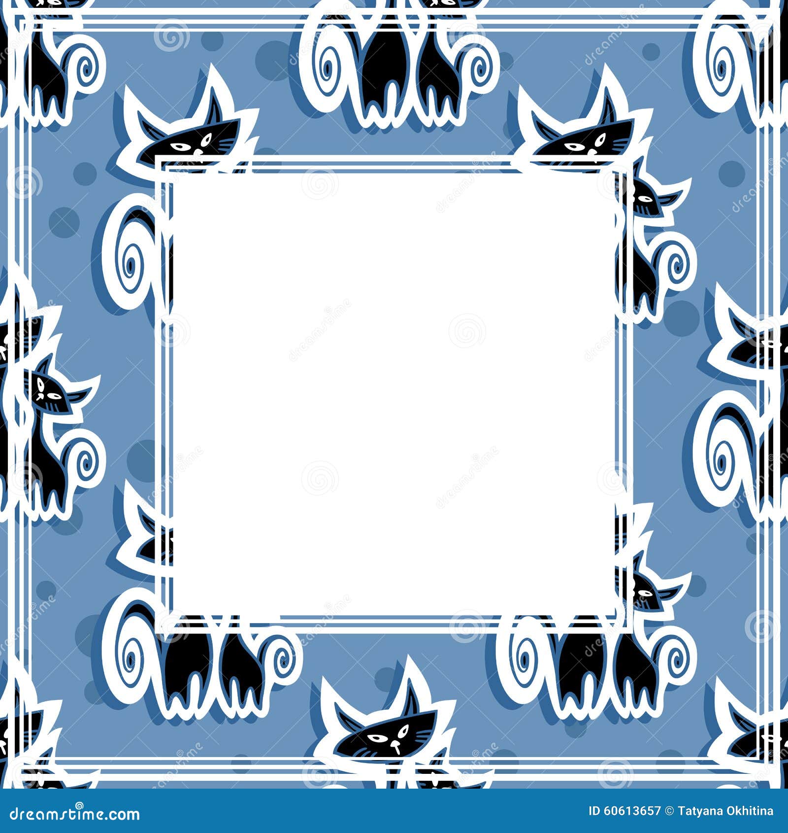 Cats blue border stock vector. Illustration of dark, drawing - 60613657