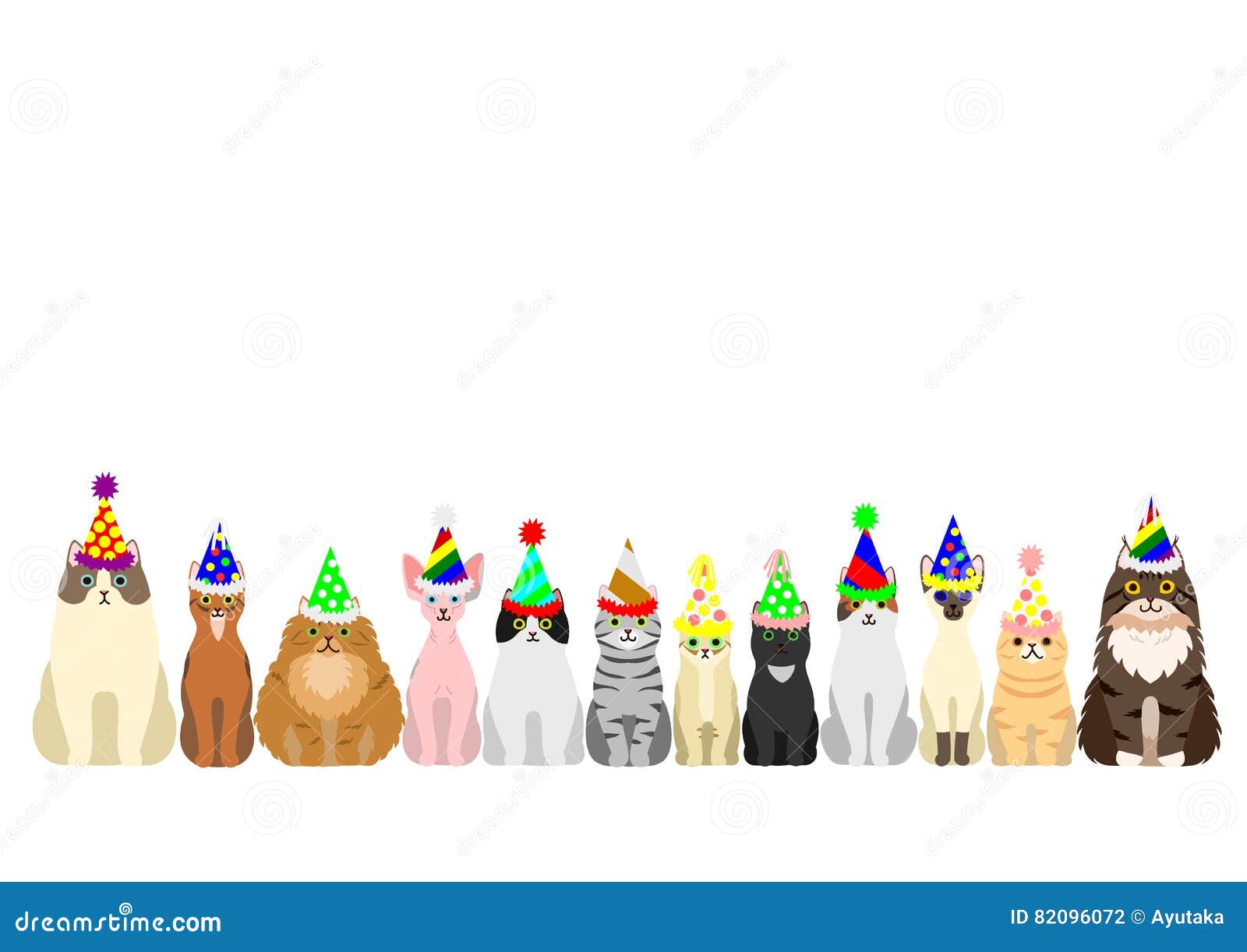 Cats Border Set, With Long Blank Board Vector Illustration ...