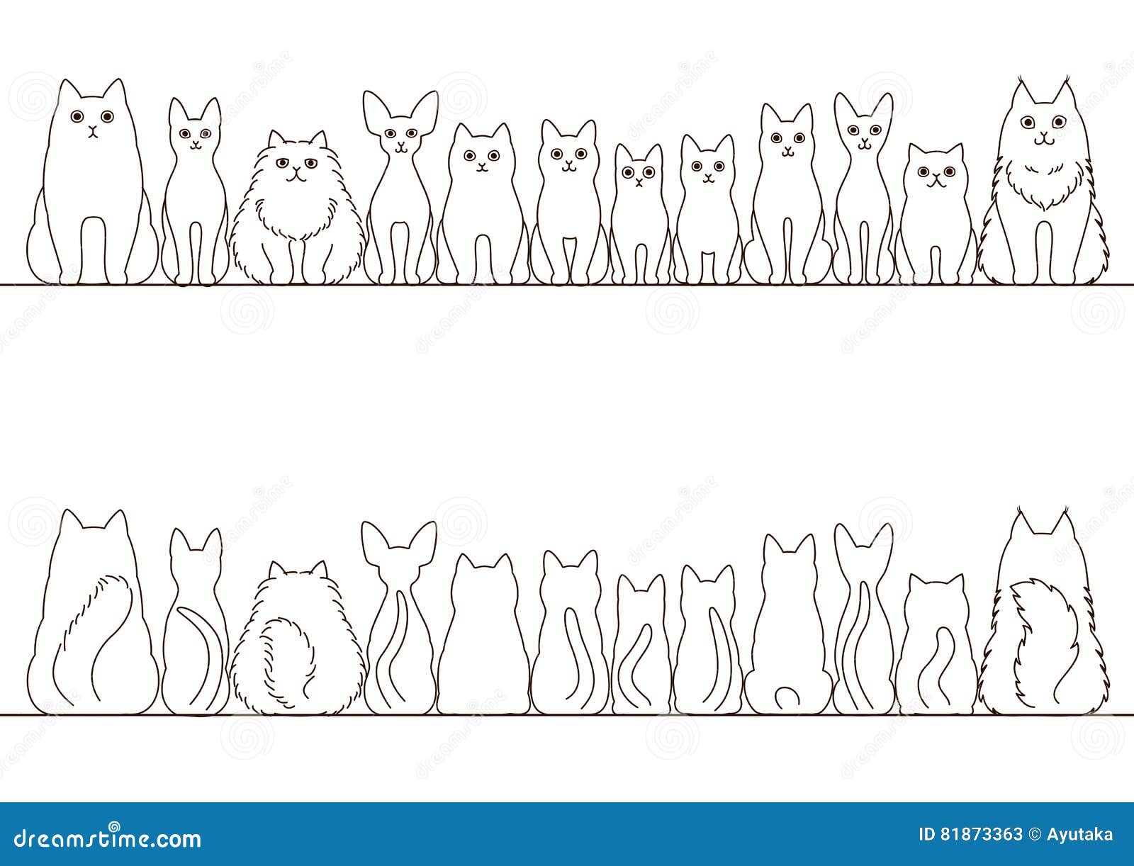 Cats border set stock vector. Illustration of breed, bobtail - 81873363