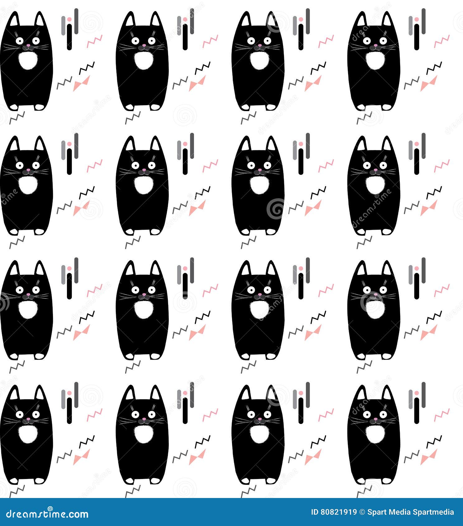 Cats Doodle Funny 2023 Pattern Vector Illustration Template Animal ...