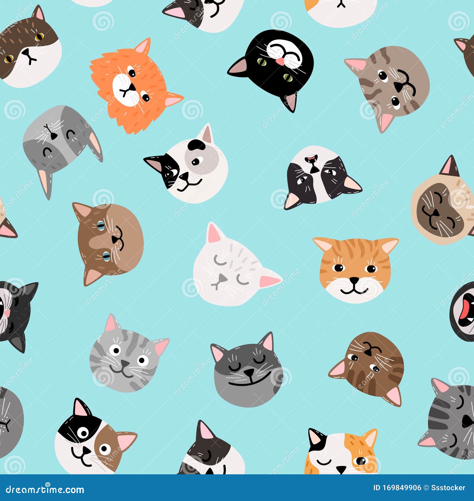Cats characters pattern stock vector. Illustration of baby - 169849906