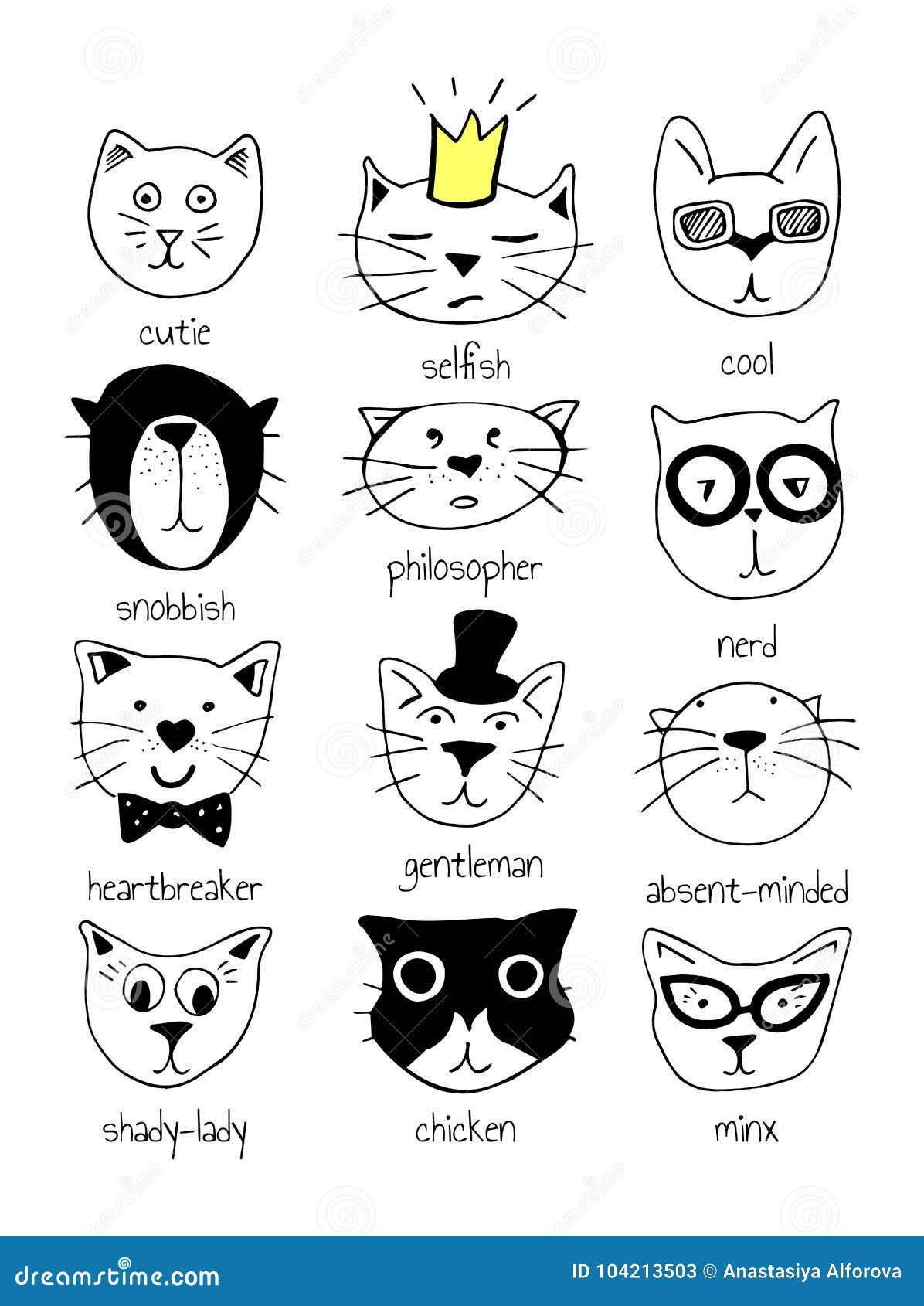 Cats characters set stock vector. Illustration of face - 104213503