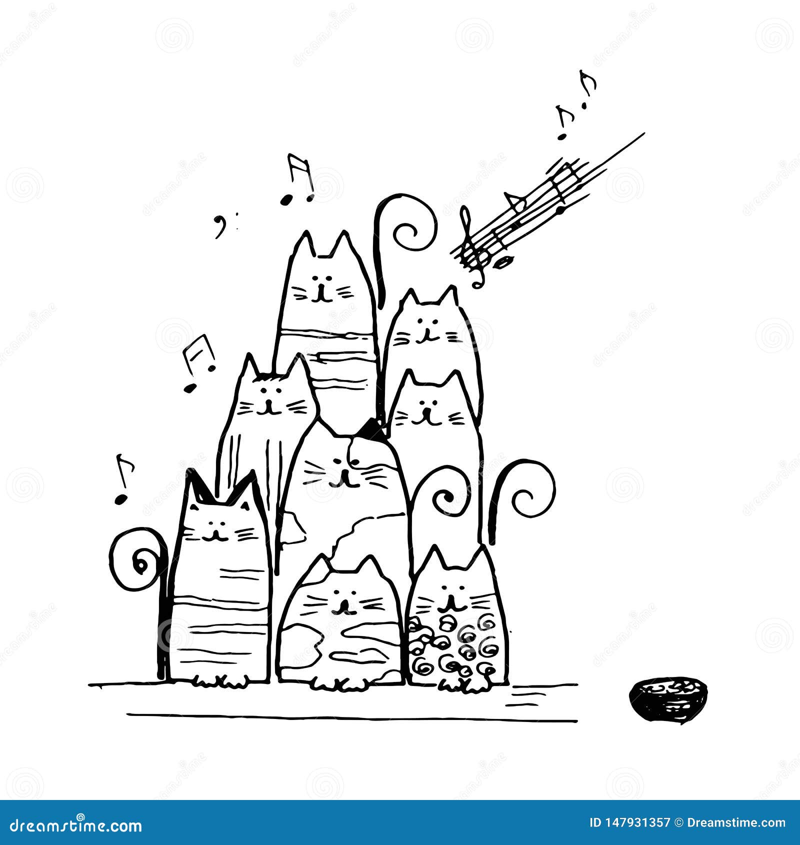 Chorus of Singing Cats Idea Design Stock Illustration - Illustration of ...