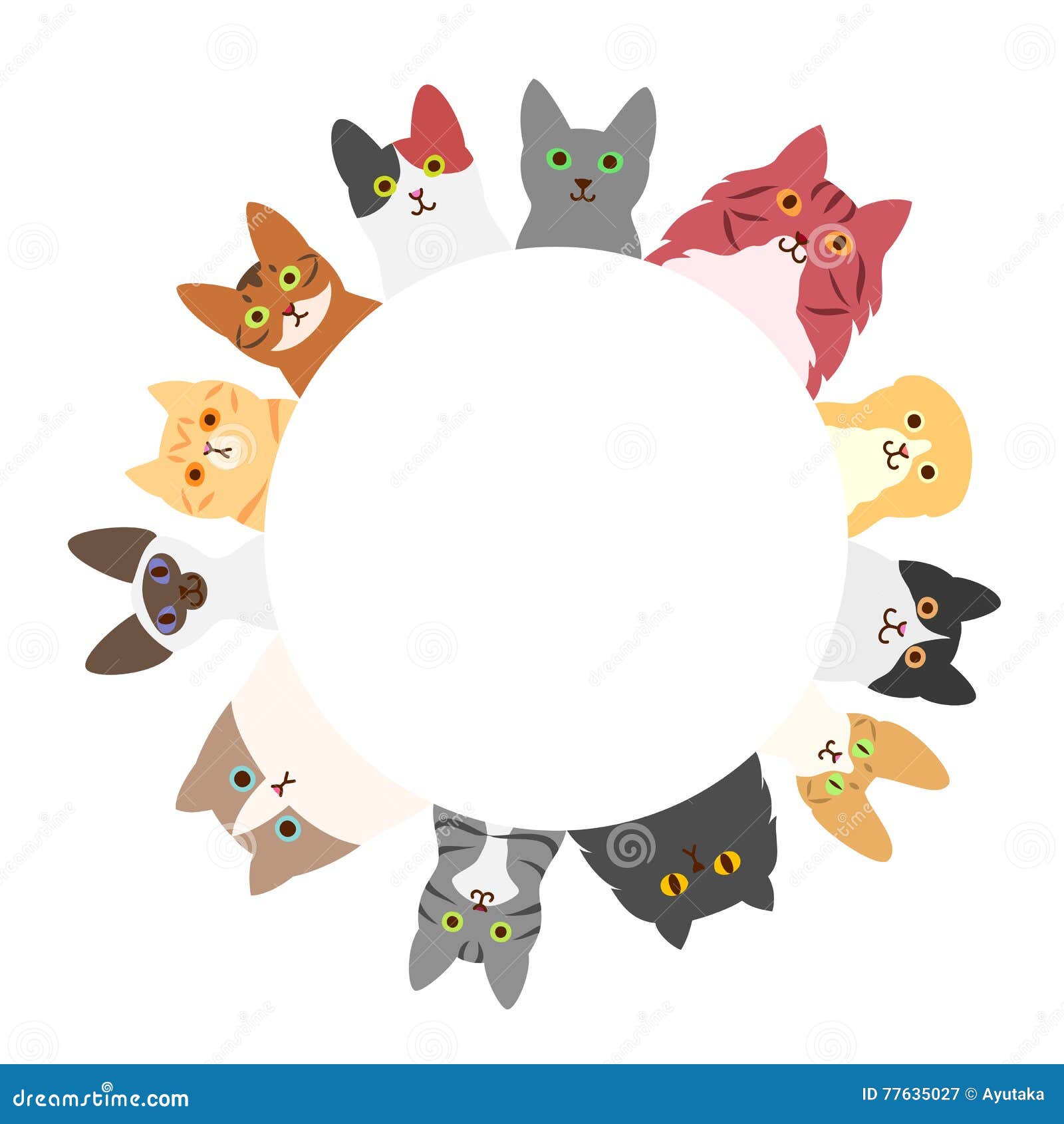 Cats circle stock vector. Illustration of border, body - 77635027