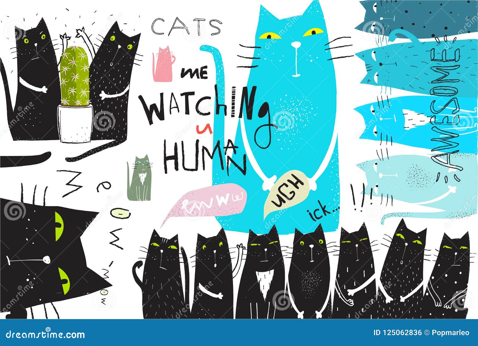 Cats Collage Poster Graphic Design Stock Vector - Illustration of kitty ...