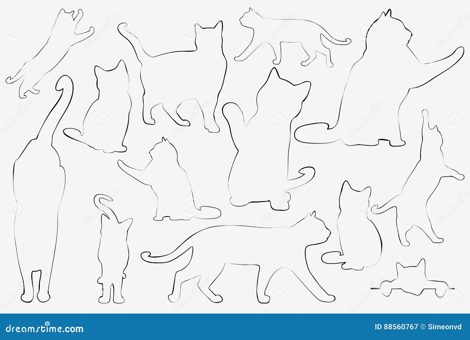 Cats Collection - Vector Outline Set Stock Vector - Illustration of ...