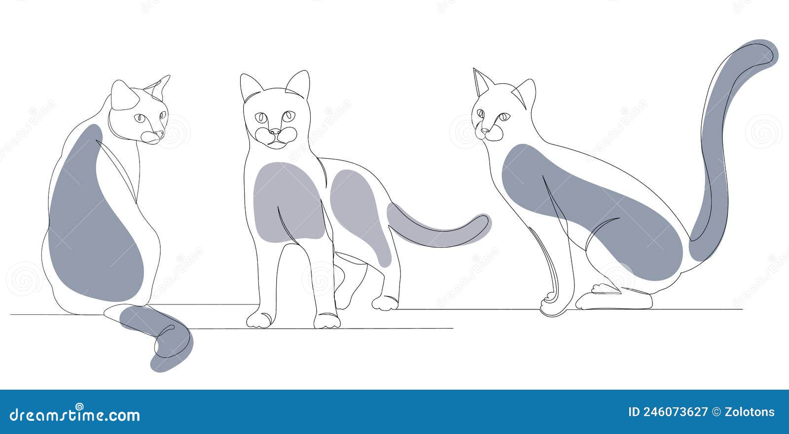 Cats Continuous Line Drawing, Sketch Stock Vector - Illustration of ...