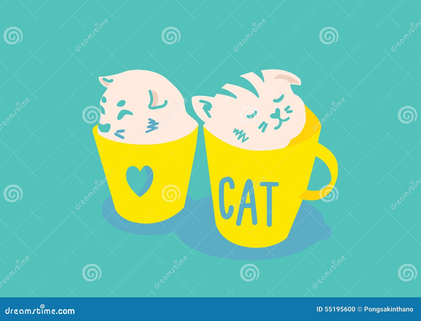 Cats in cup stock vector. Illustration of pussycat, feline - 55195600