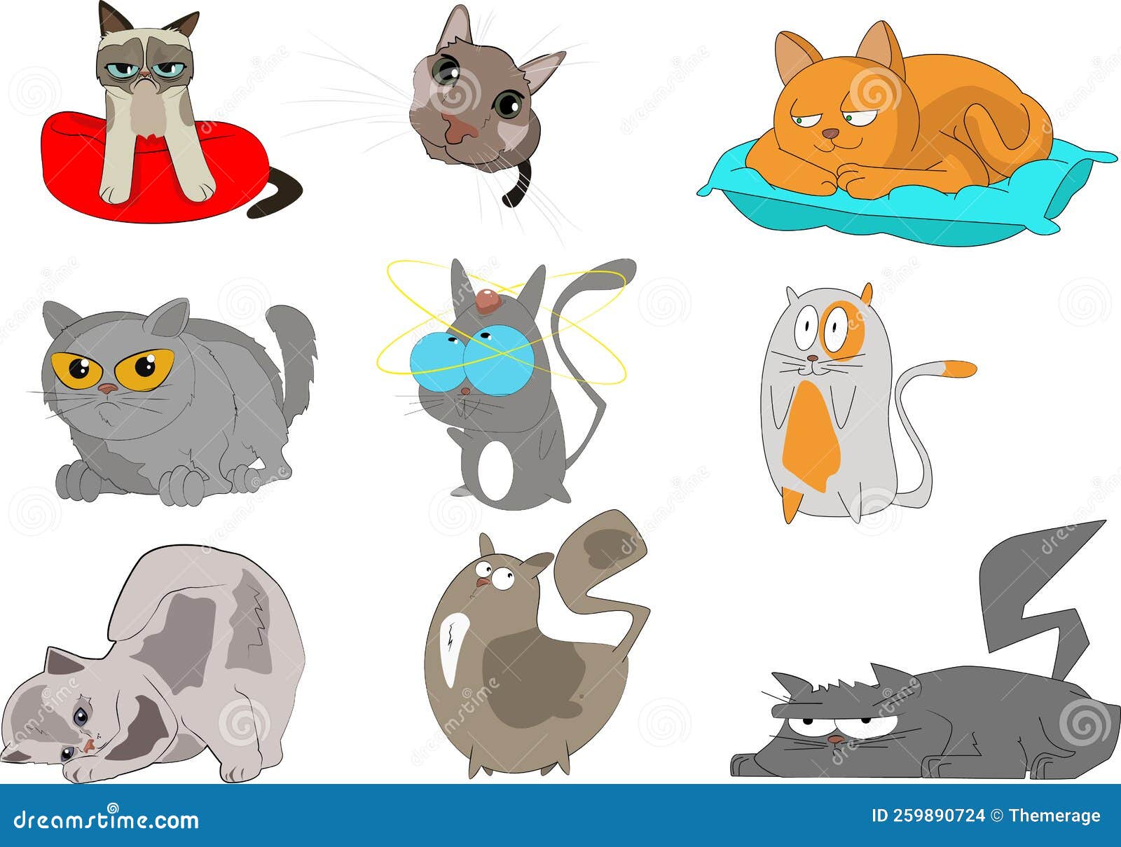 Cats of Different Styles and Facial Expressions Illustration Stock ... Cats of Different Styles and Facial Expressions Illustration Stock ...