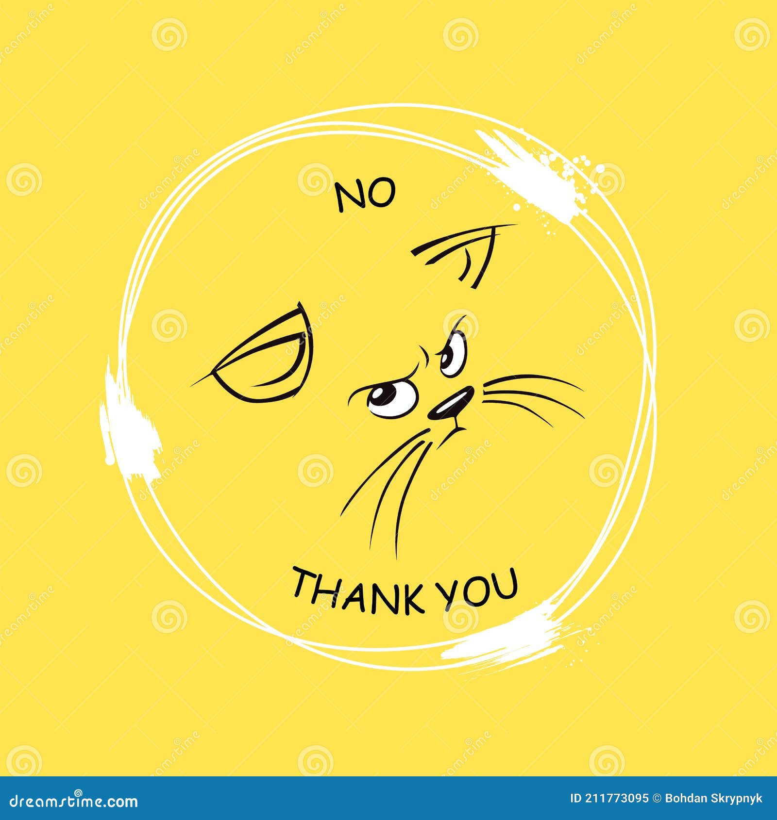 Cats Displeased Drawing Face No Thanks. Yellow Angry Expression Muzzle ...