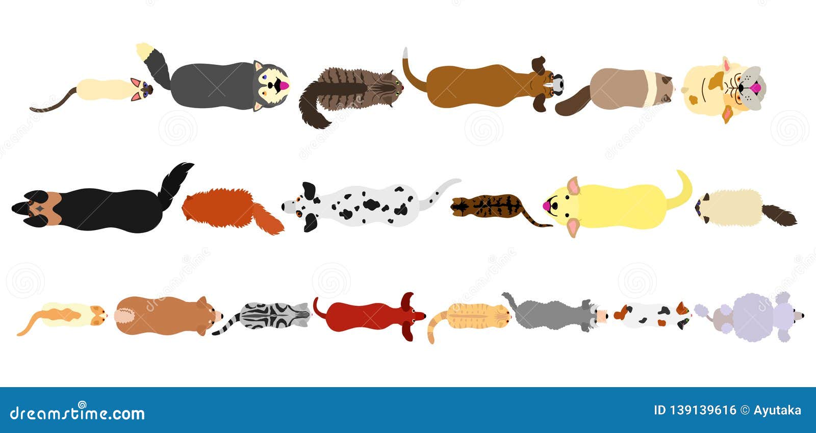 Cats and dogs border set stock vector. Illustration of back - 139139616