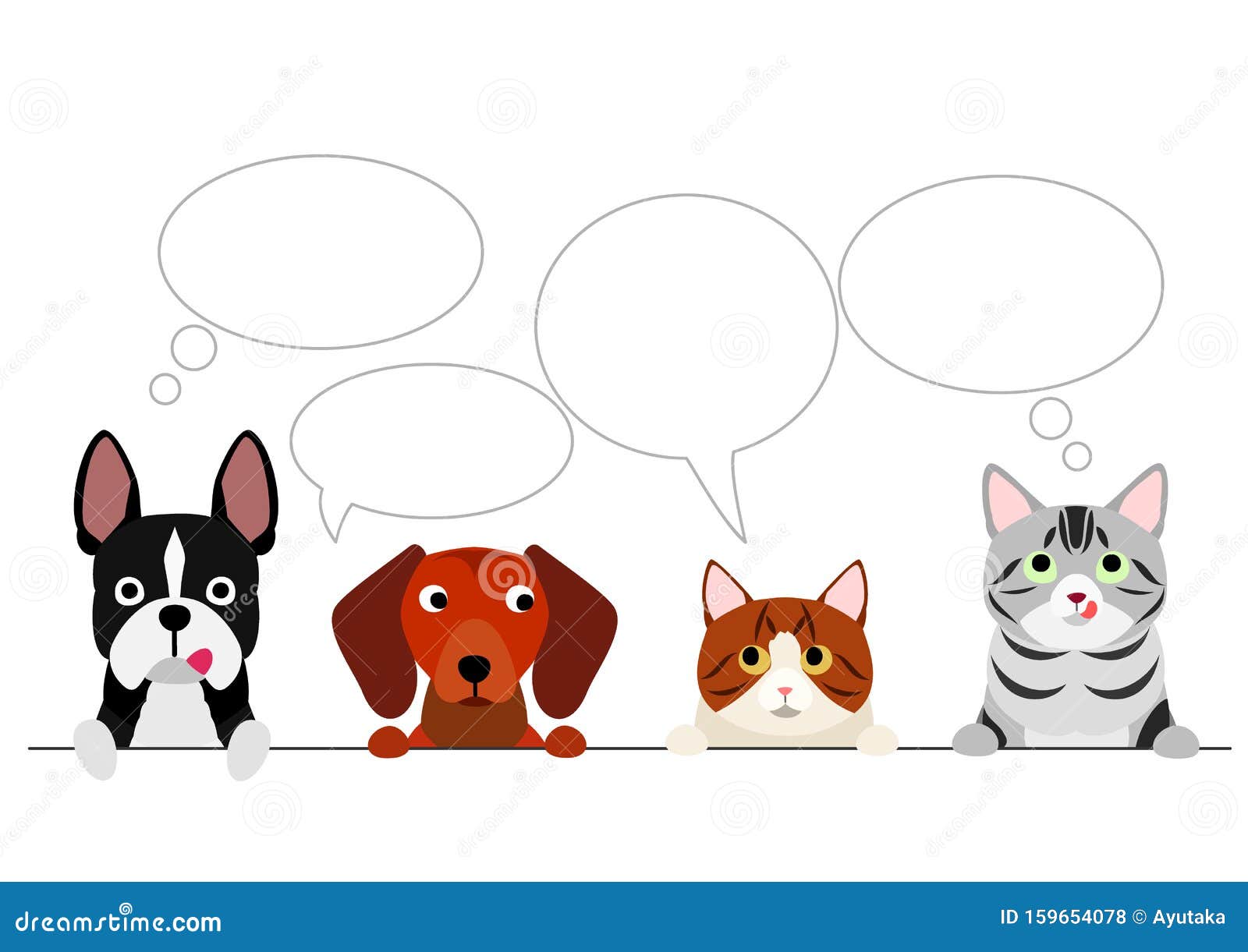 Dogs and Cats Border with Speech Bubbles Stock Vector - Illustration of ...