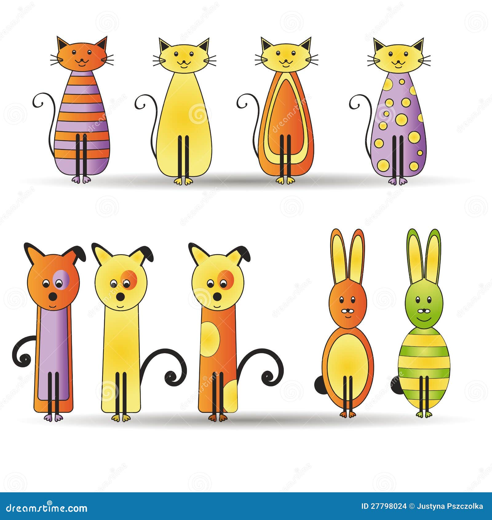 Cats and dogs and rabbits stock vector. Illustration of little - 27798024
