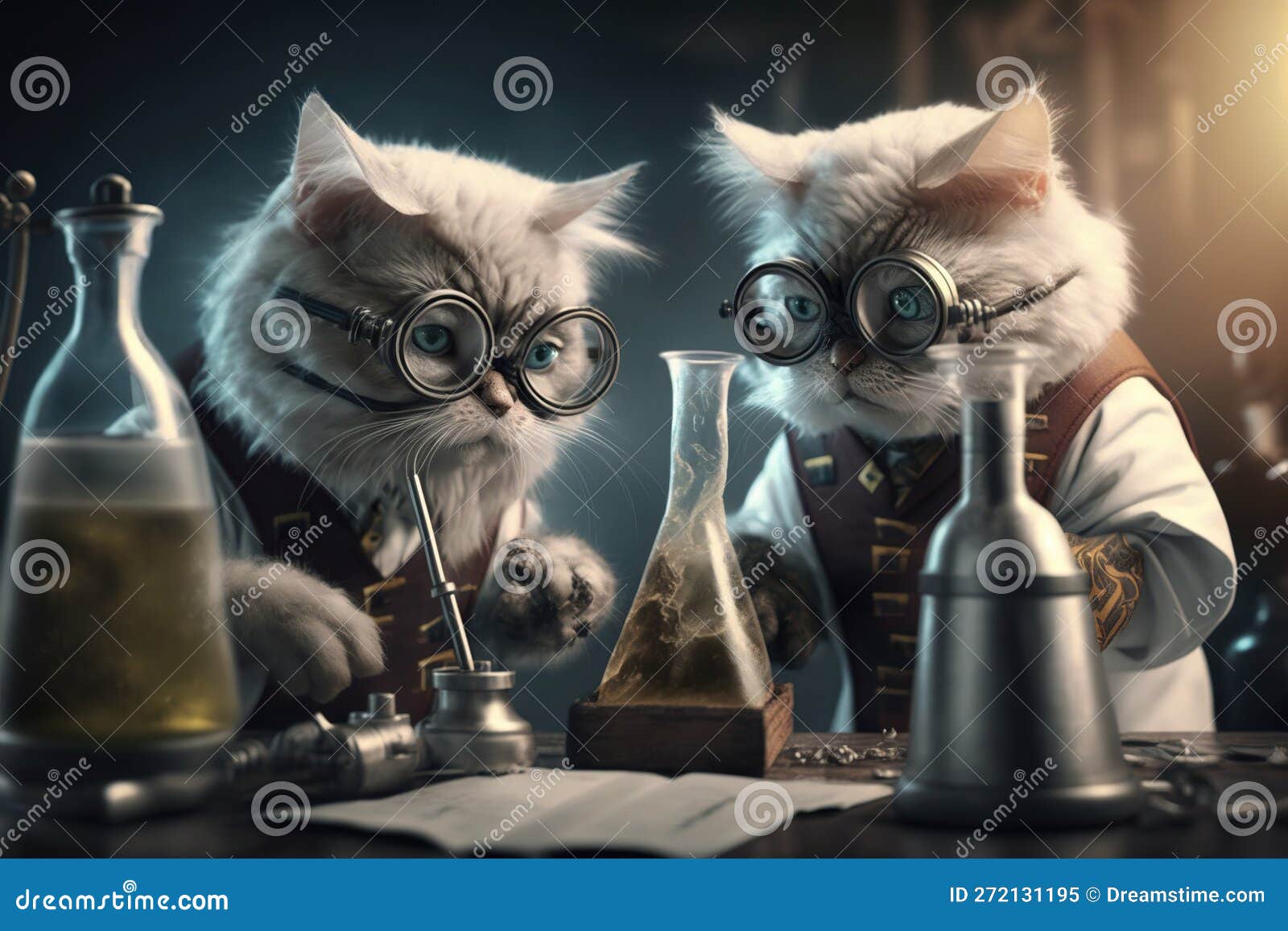 Cats Dressed As Crazy Scientists Experiment Created with Generative AI ...