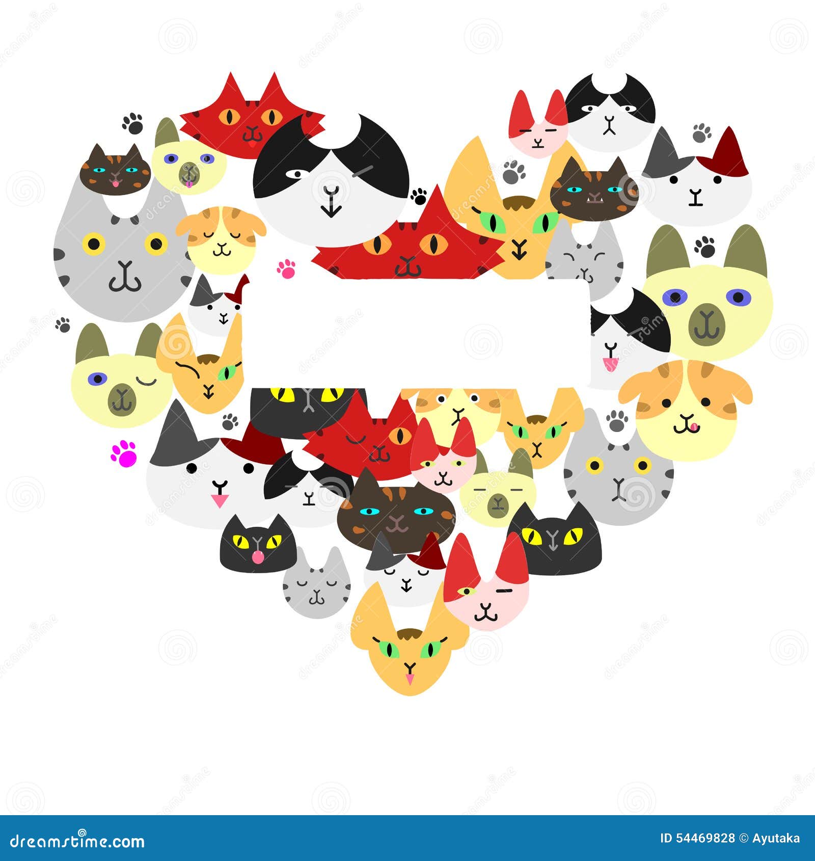 Cats face in heart-shape stock vector. Illustration of shop - 54469828