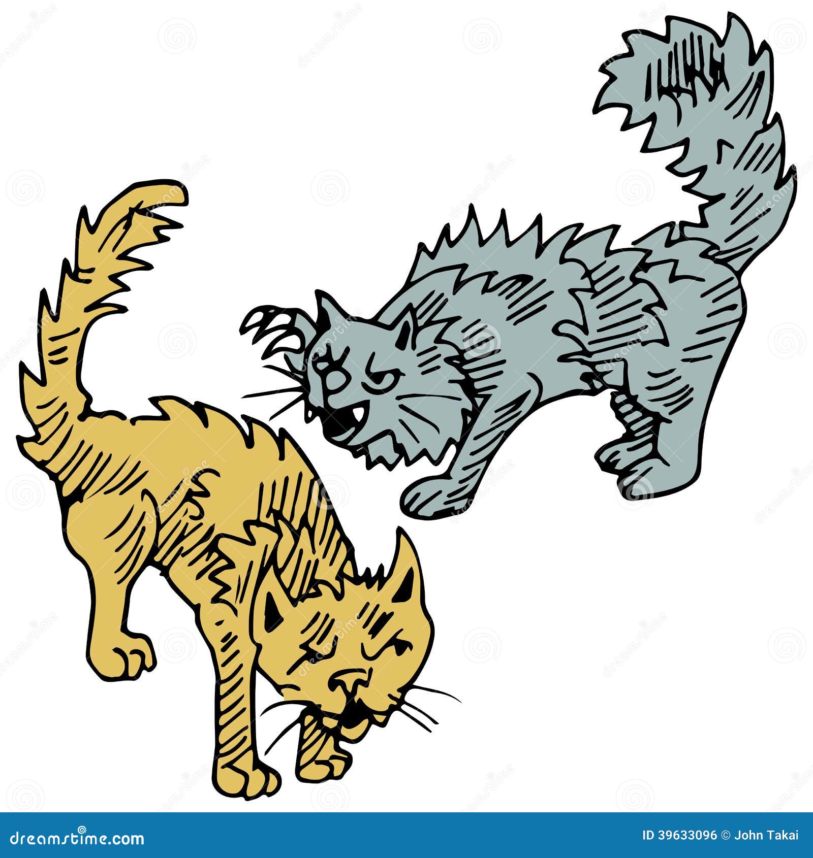 Cats Fighting stock vector. Illustration of scared, feral - 39633096