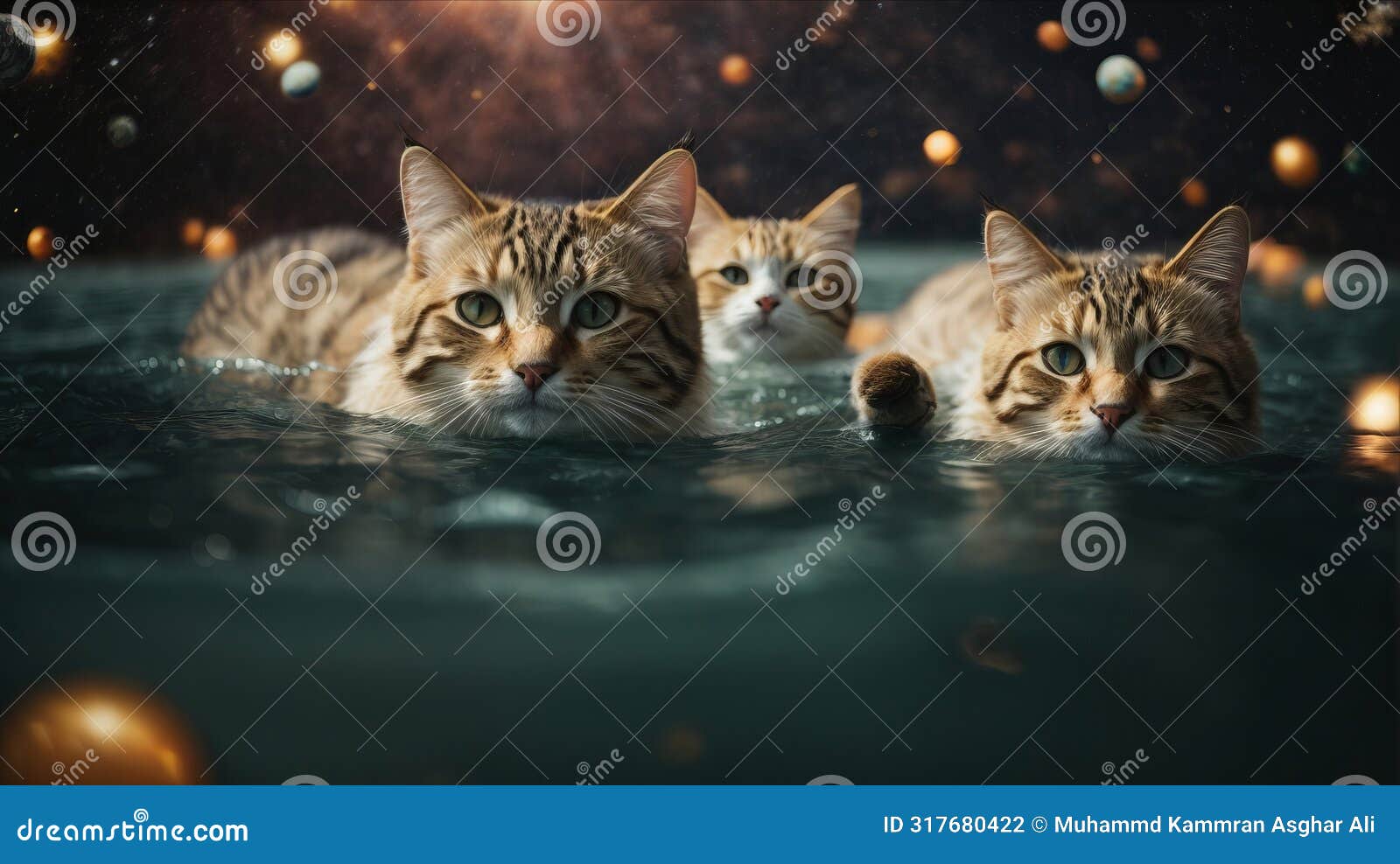 Cats Floating In Space Cinematic Background Stock Photo | CartoonDealer ...