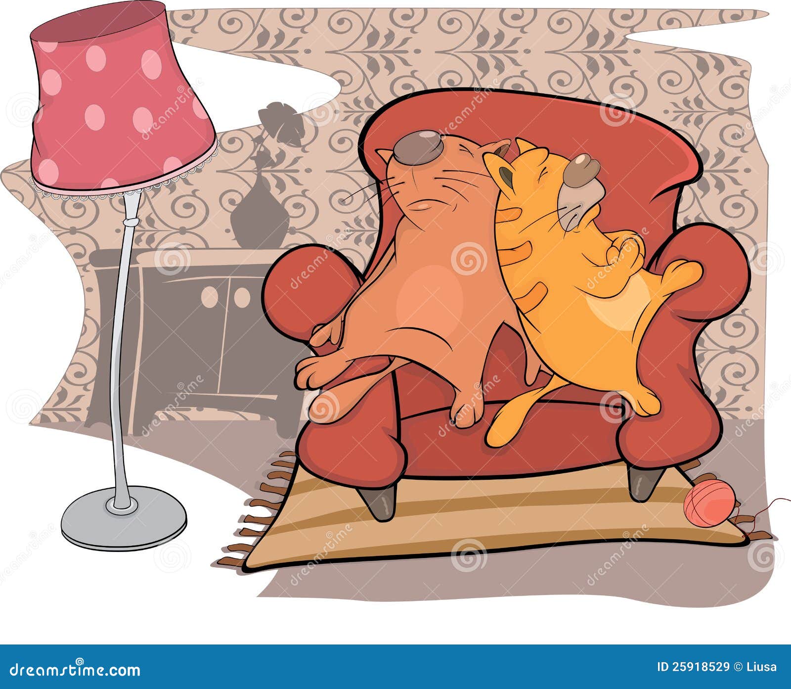 Cats Friends Sleep on a Sofa Stock Vector - Illustration of dream ...